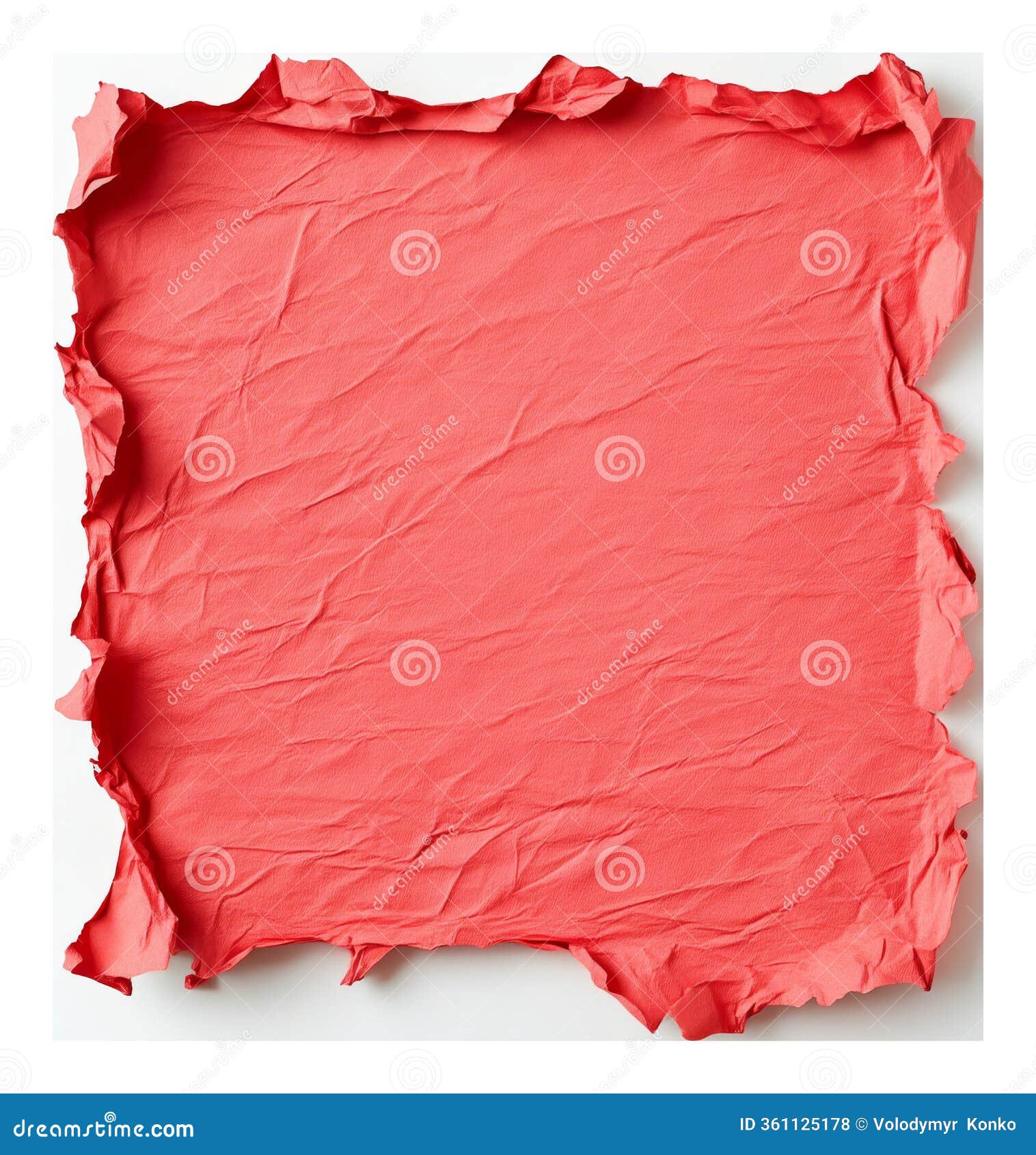 Crumpled Red Paper with Textured Surface and Torn Edges, Abstract Art ...