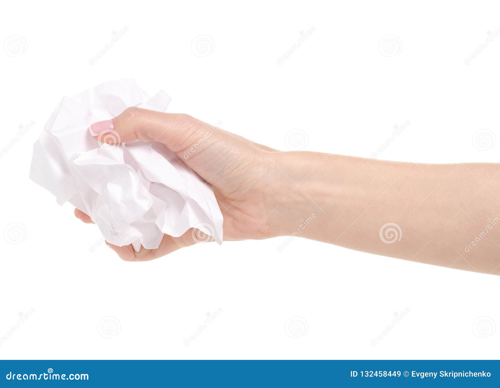 Crumpled sheet in hand stock image. Image of gesture - 132458449