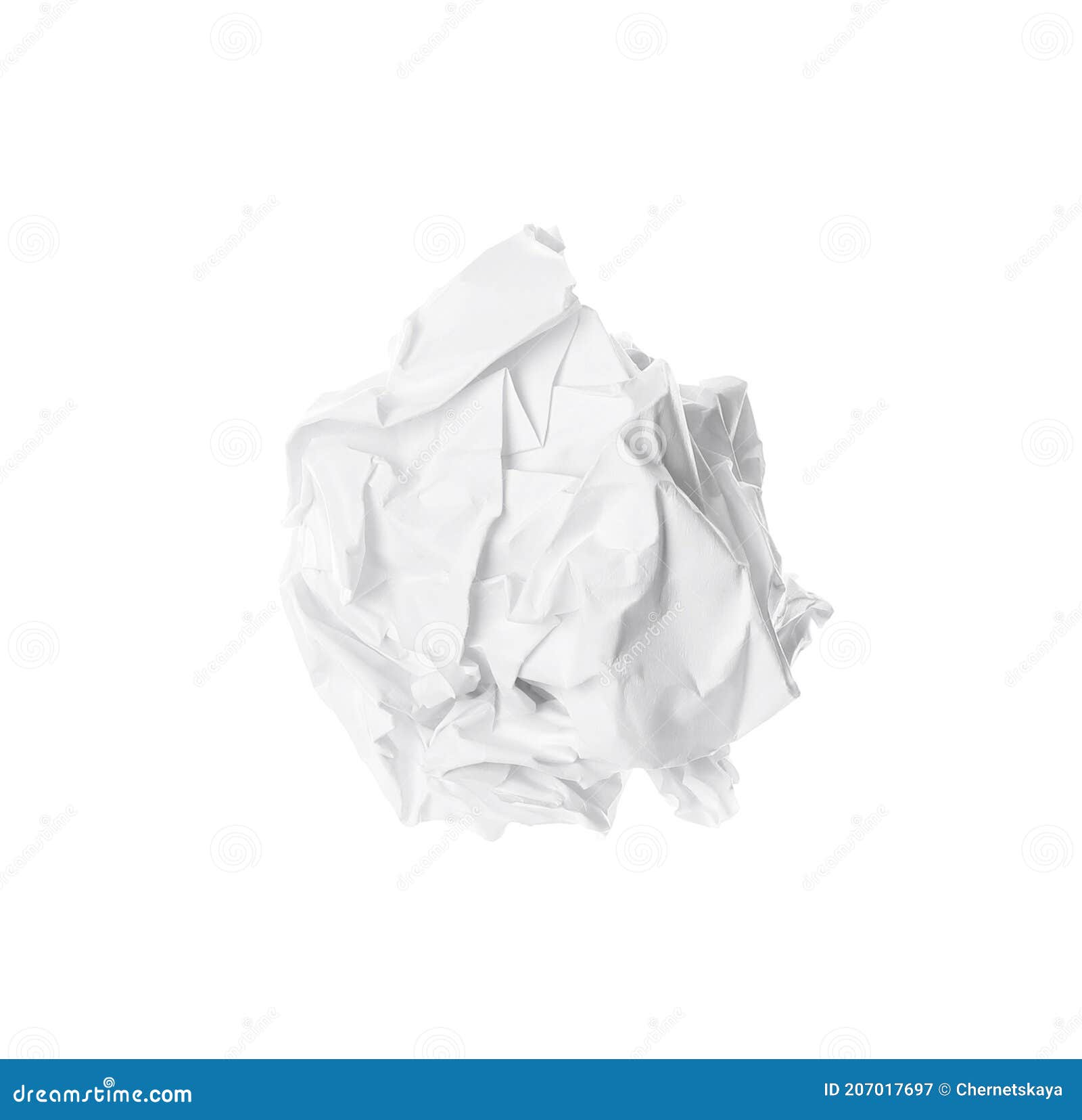 Crumpled Sheet of Paper Isolated on White Stock Image - Image of ball ...