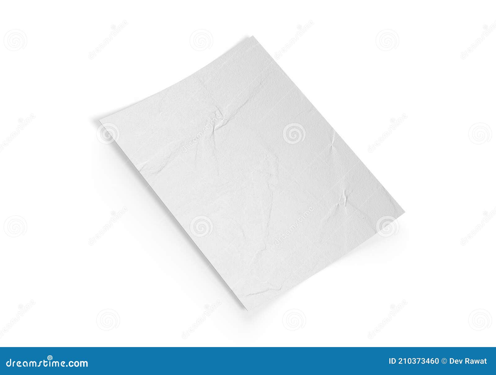 Crumpled Sheet of Textured Paper Mockup, Clean Empty Paper Note Mock Up ...