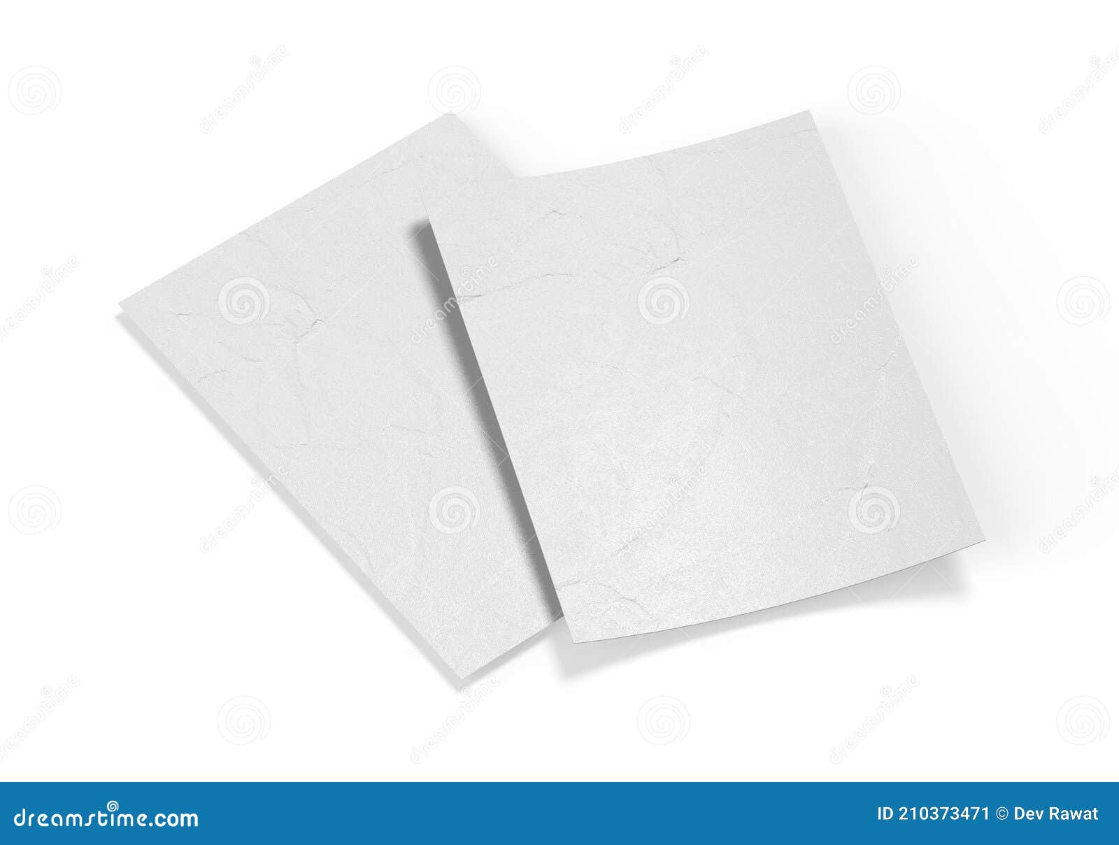 Crumpled Sheet of Textured Paper Mockup, Clean Empty Paper Note Mock Up ...