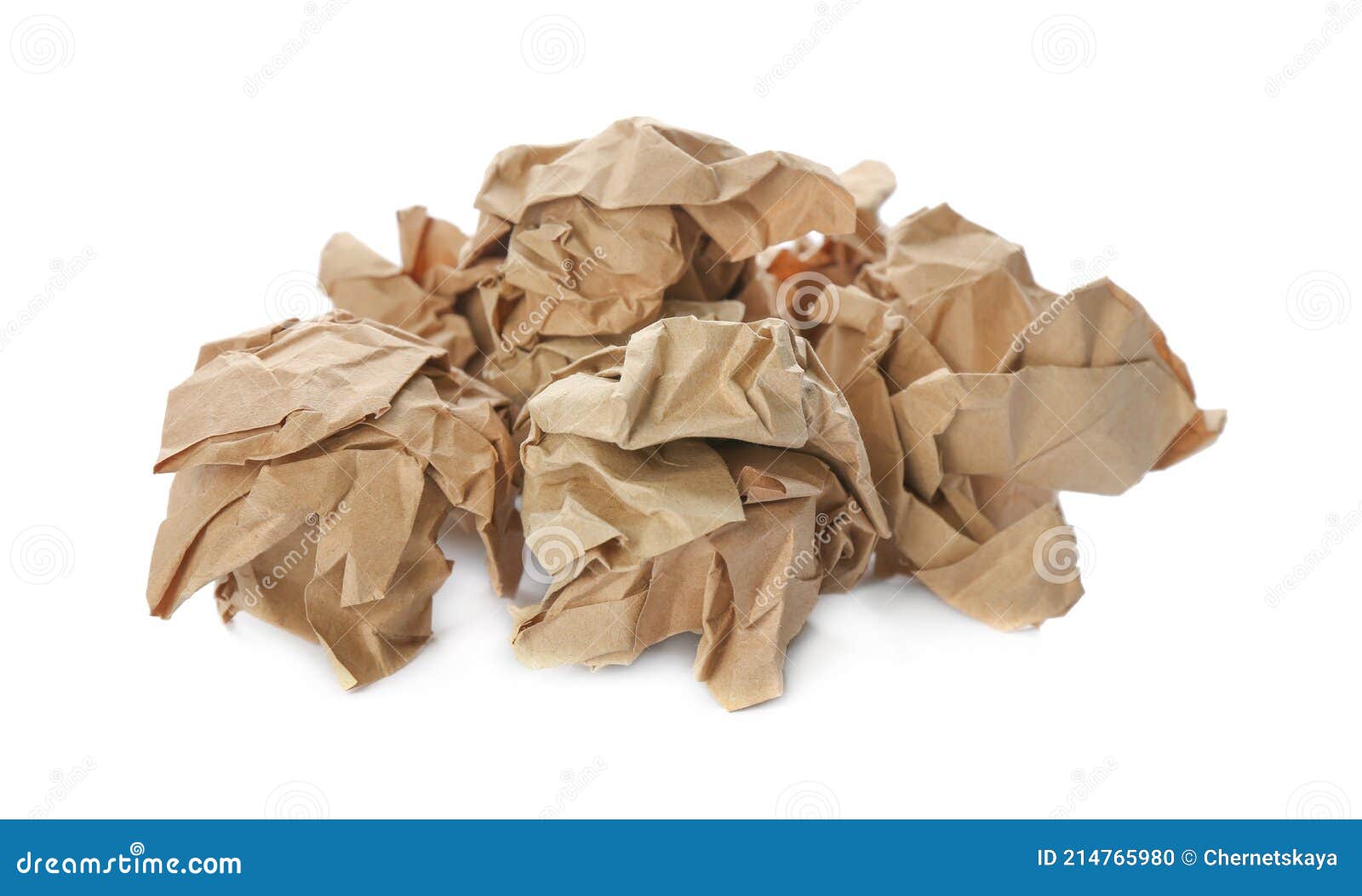 Crumpled Sheets of Kraft Paper on White Background Stock Photo - Image ...