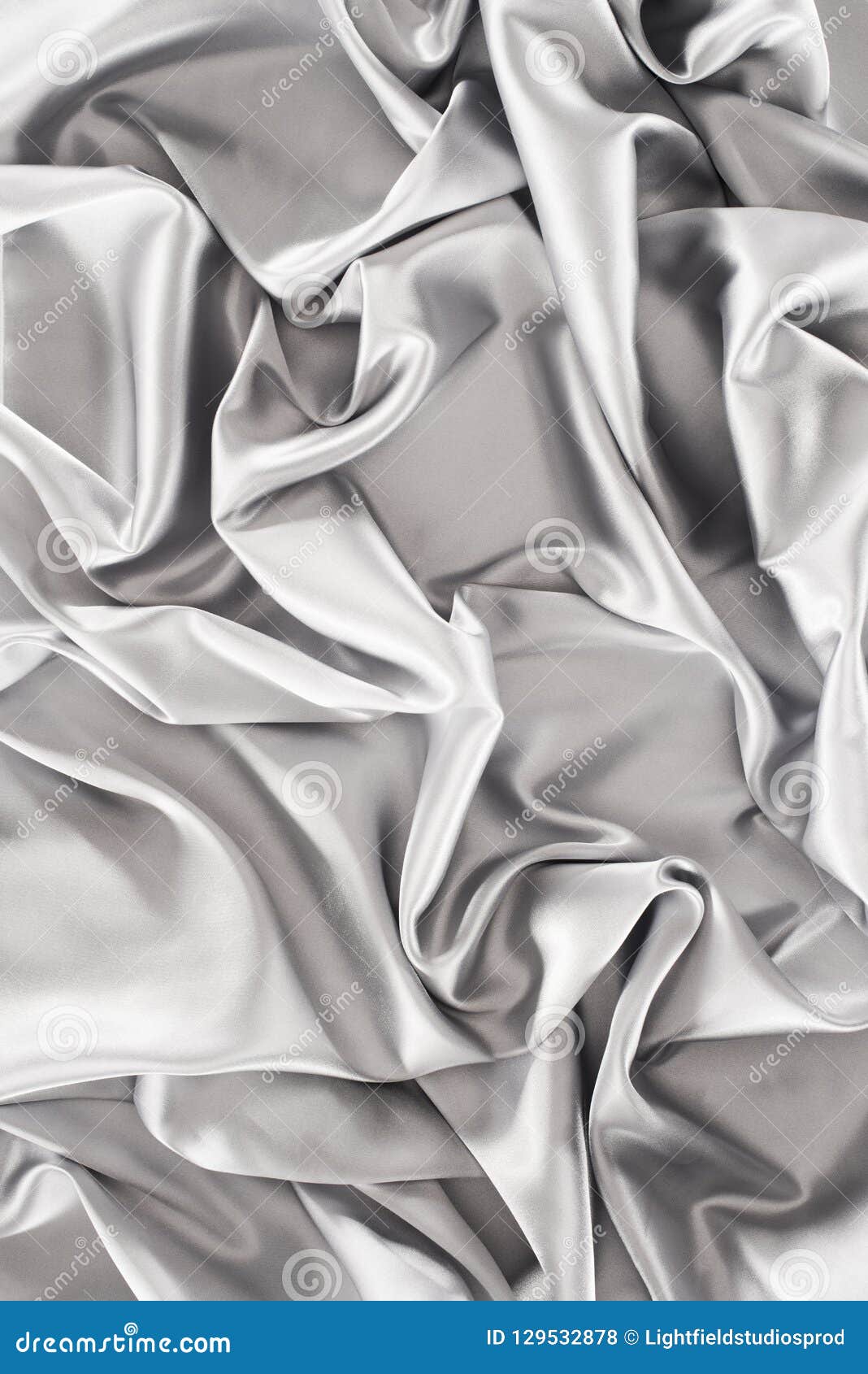 Crumpled Silver Silk Fabric Stock Photo - Image of wallpaper, silk ...