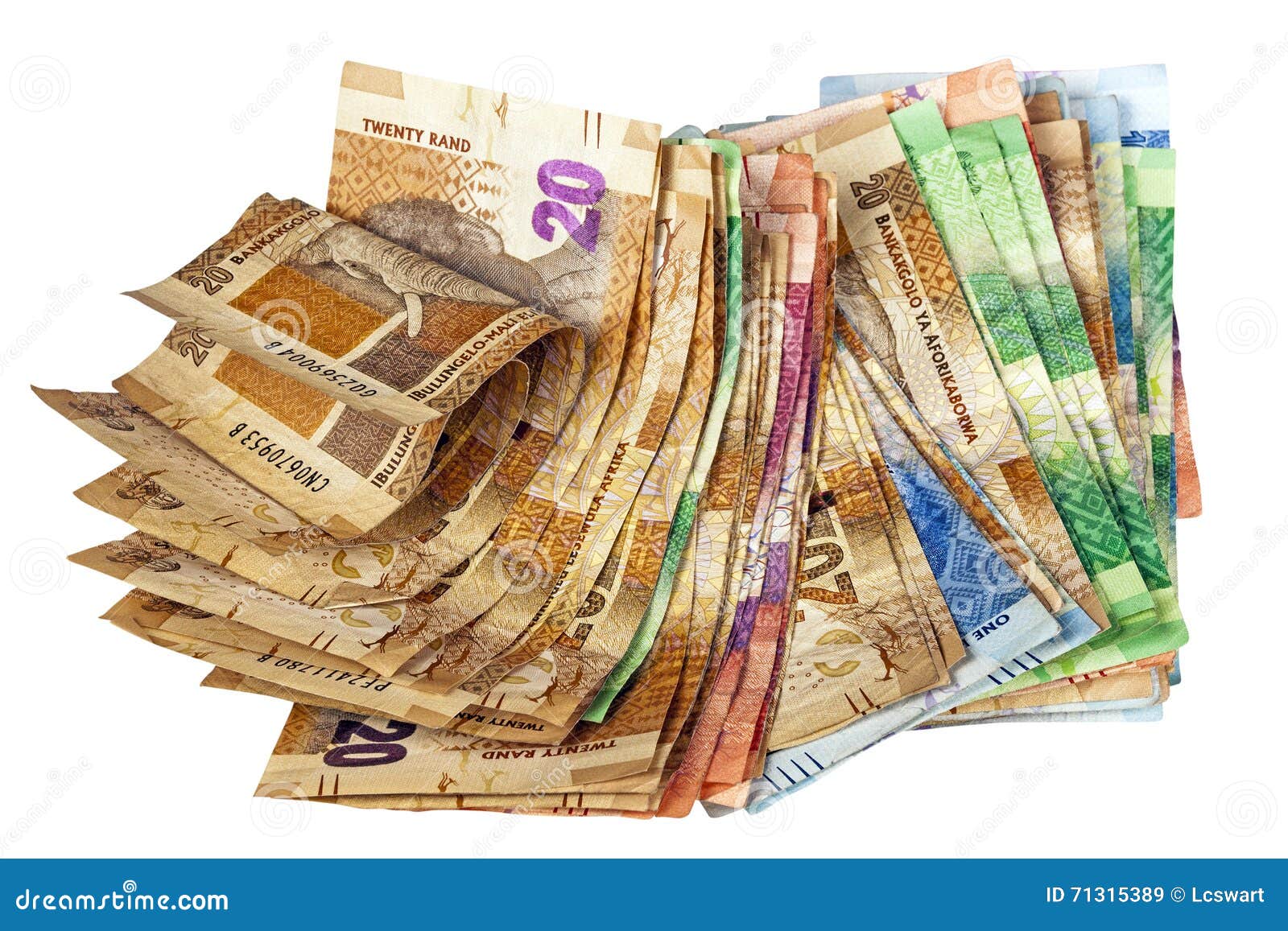 Crumpled Stack of South African Rand Bank Notes Stock Image - Image of ...