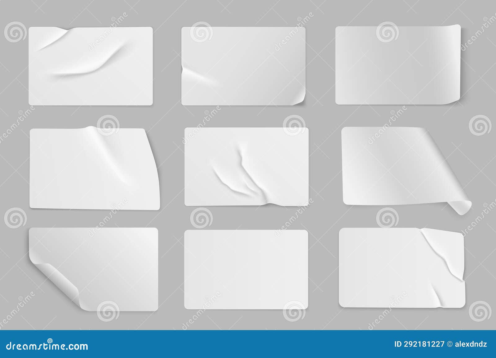 Crumpled Sticker Mega Set in 3d Realistic Design. Vector Illustration ...