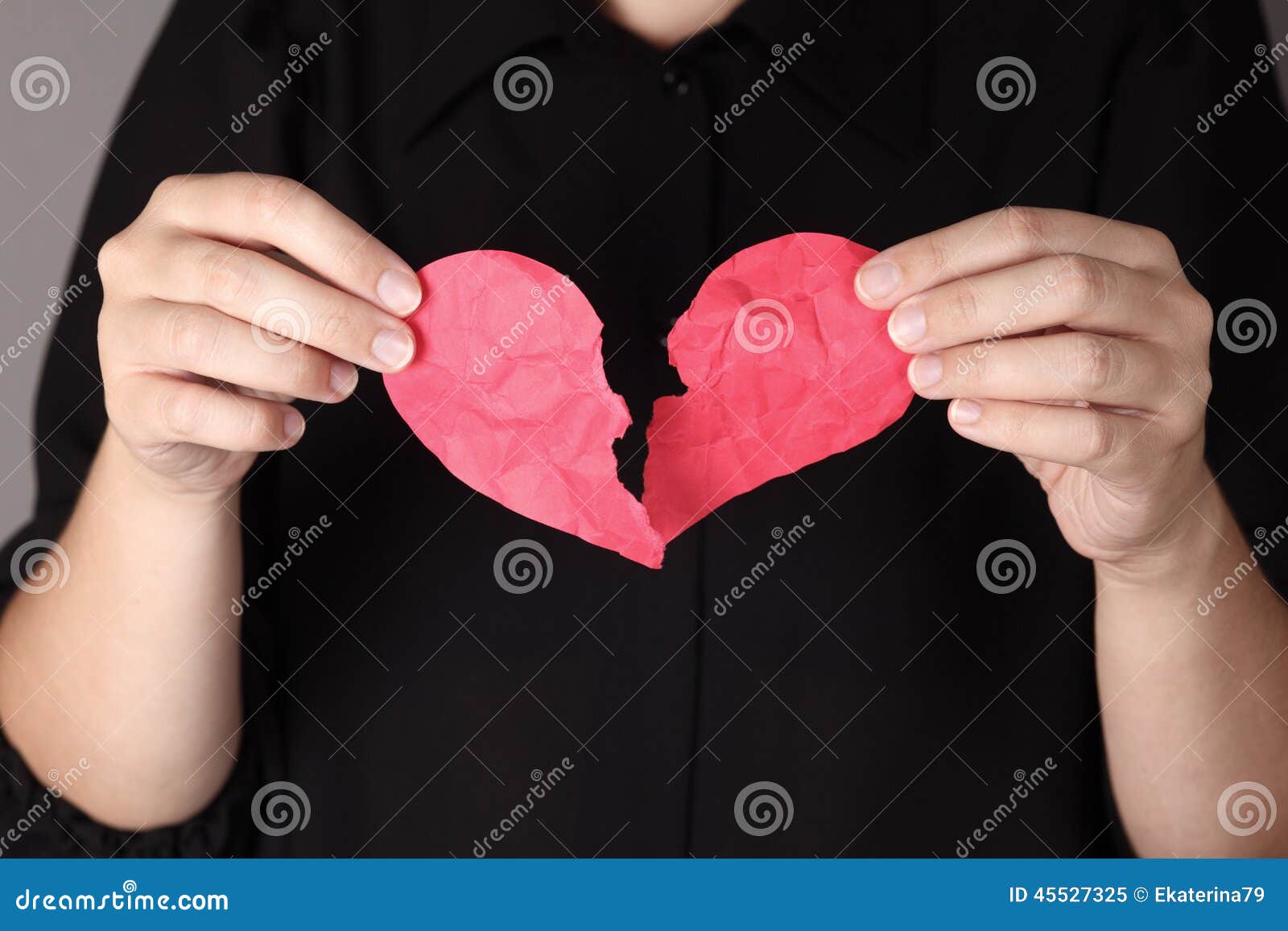 Crumpled Torn Heart in Women Hands Stock Image - Image of brokenhearted ...