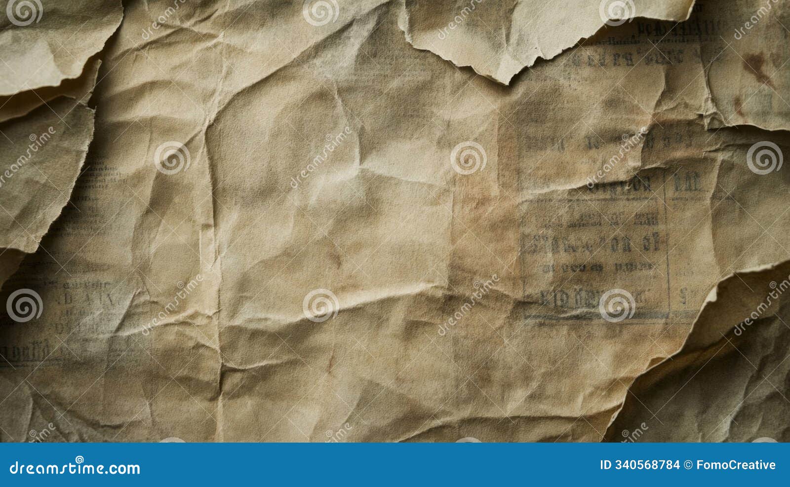 Crumpled and Torn Paper with Unreadable Text Stock Illustration ...