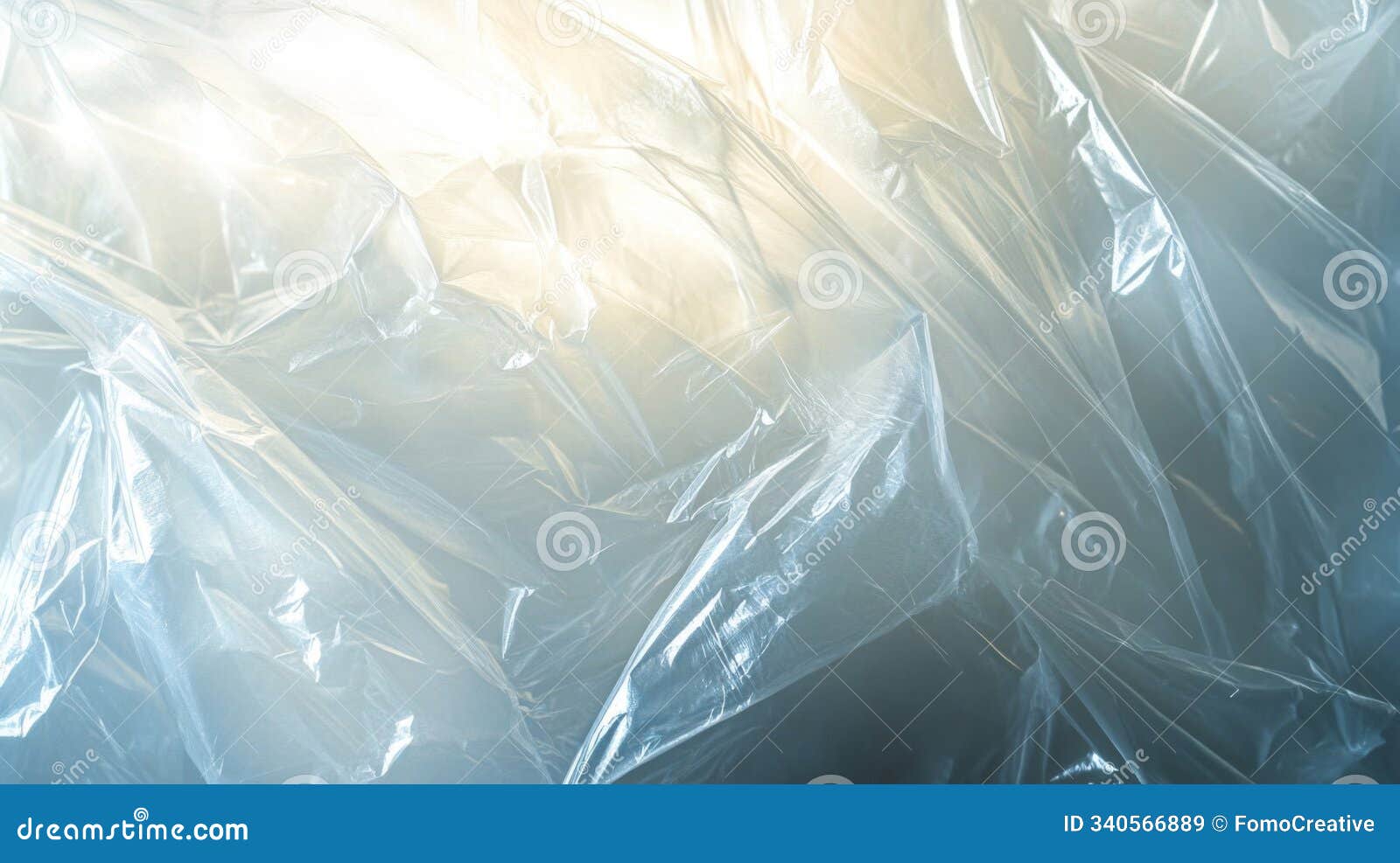 Crumpled Transparent Plastic Sheet with Light Shining through Stock ...