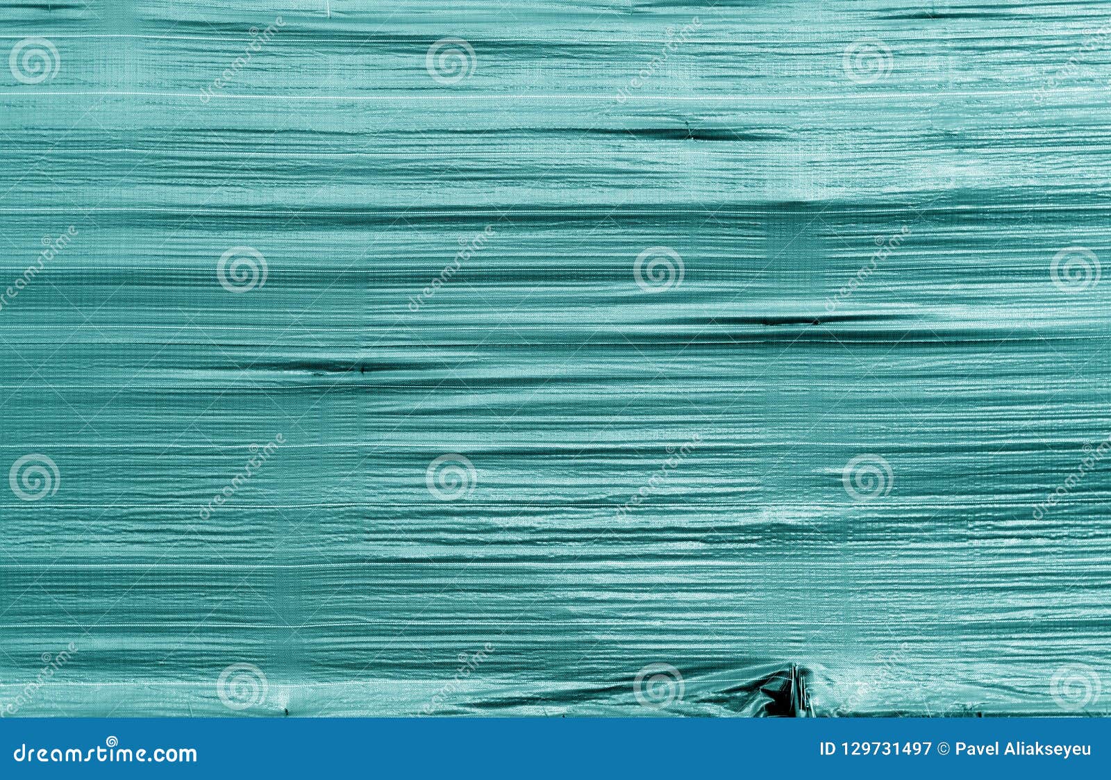 Crumpled Transparent Plastic Surface in Cyan Color. Stock Image - Image ...