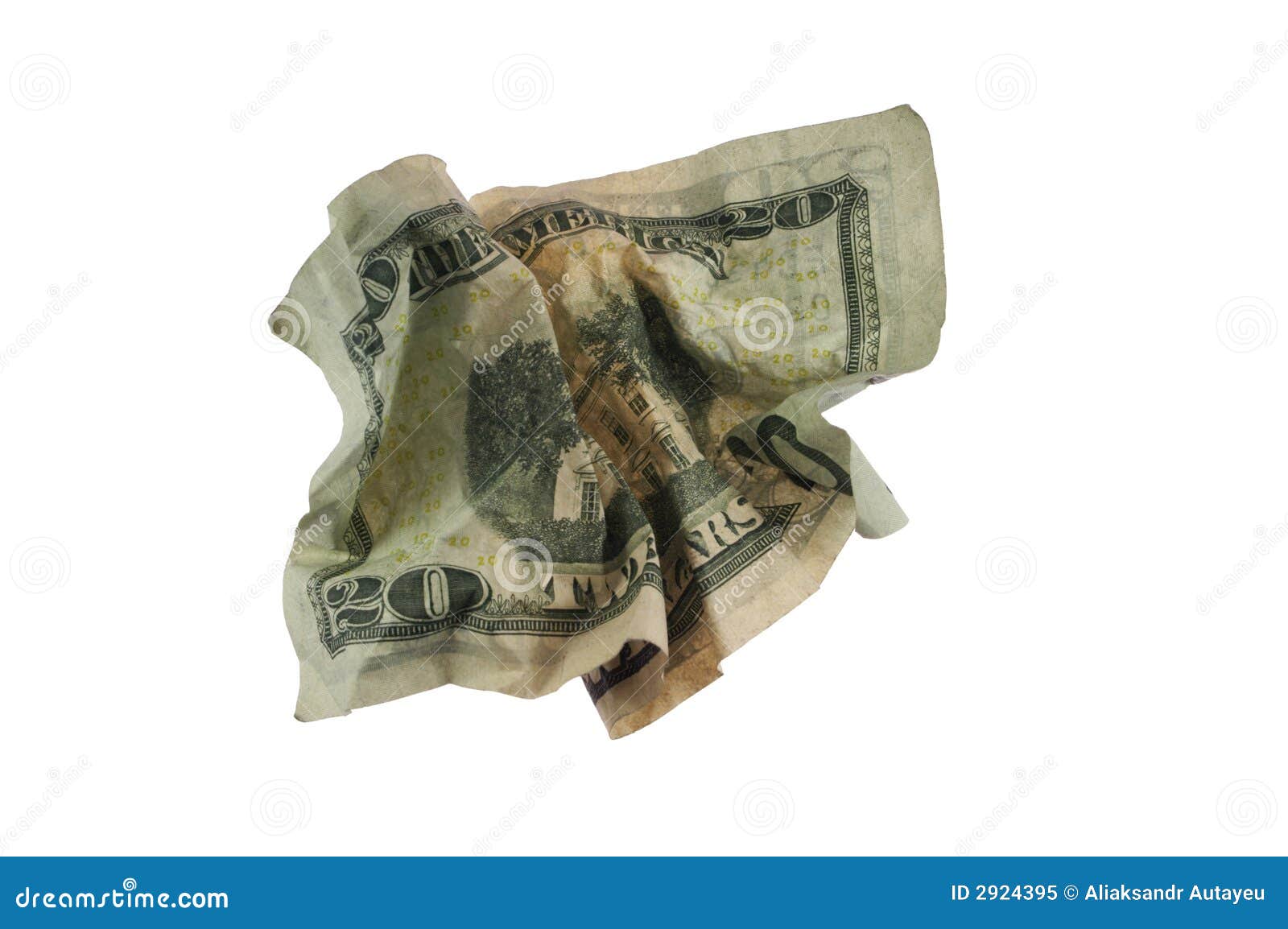 Crumpled Twenty Dollars Bill Stock Image - Image of isolated, cash: 2924395
