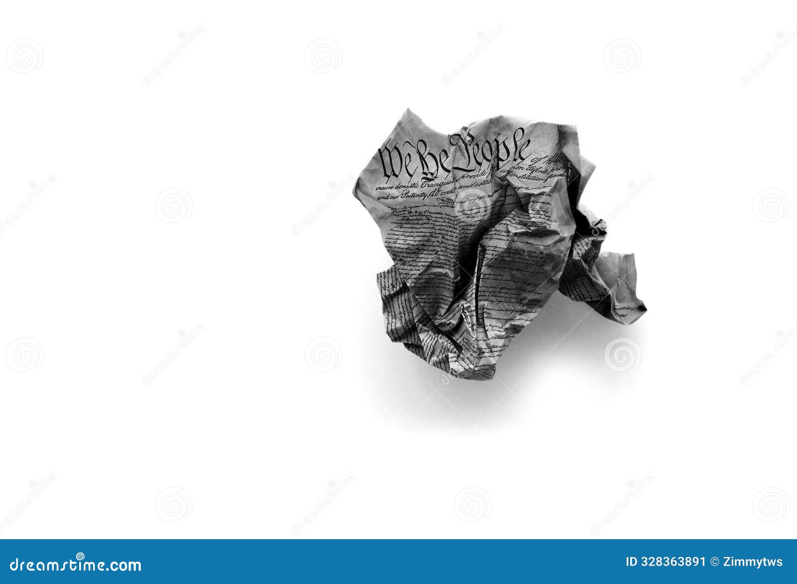 Crumpled Up US Constitution Isolated on White Stock Image - Image of ...