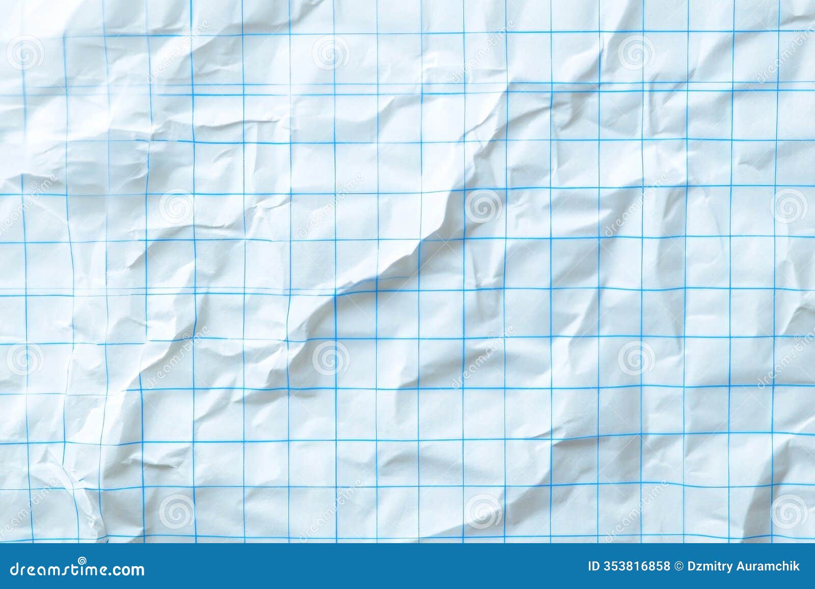 A Crumpled White Grid Paper Background Captured from Above Stock Photo ...