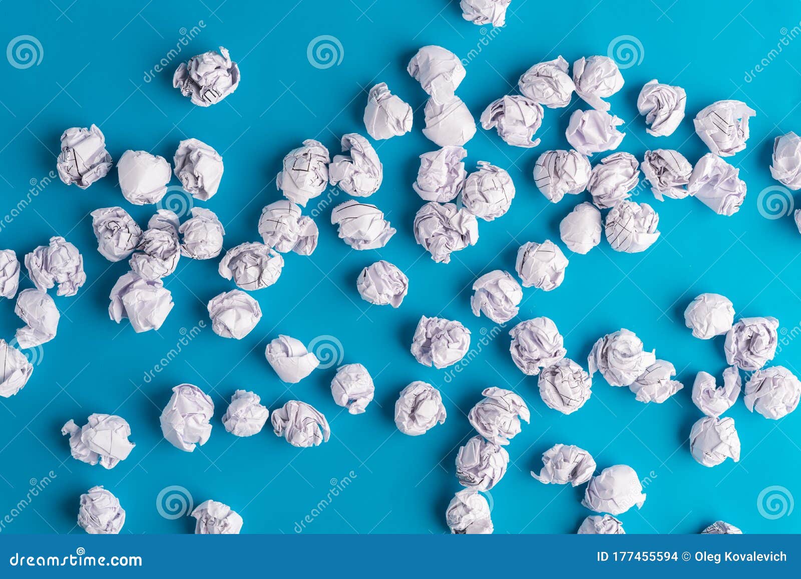 Crumpled White Paper Balls on Light Blue Background Stock Photo - Image ...