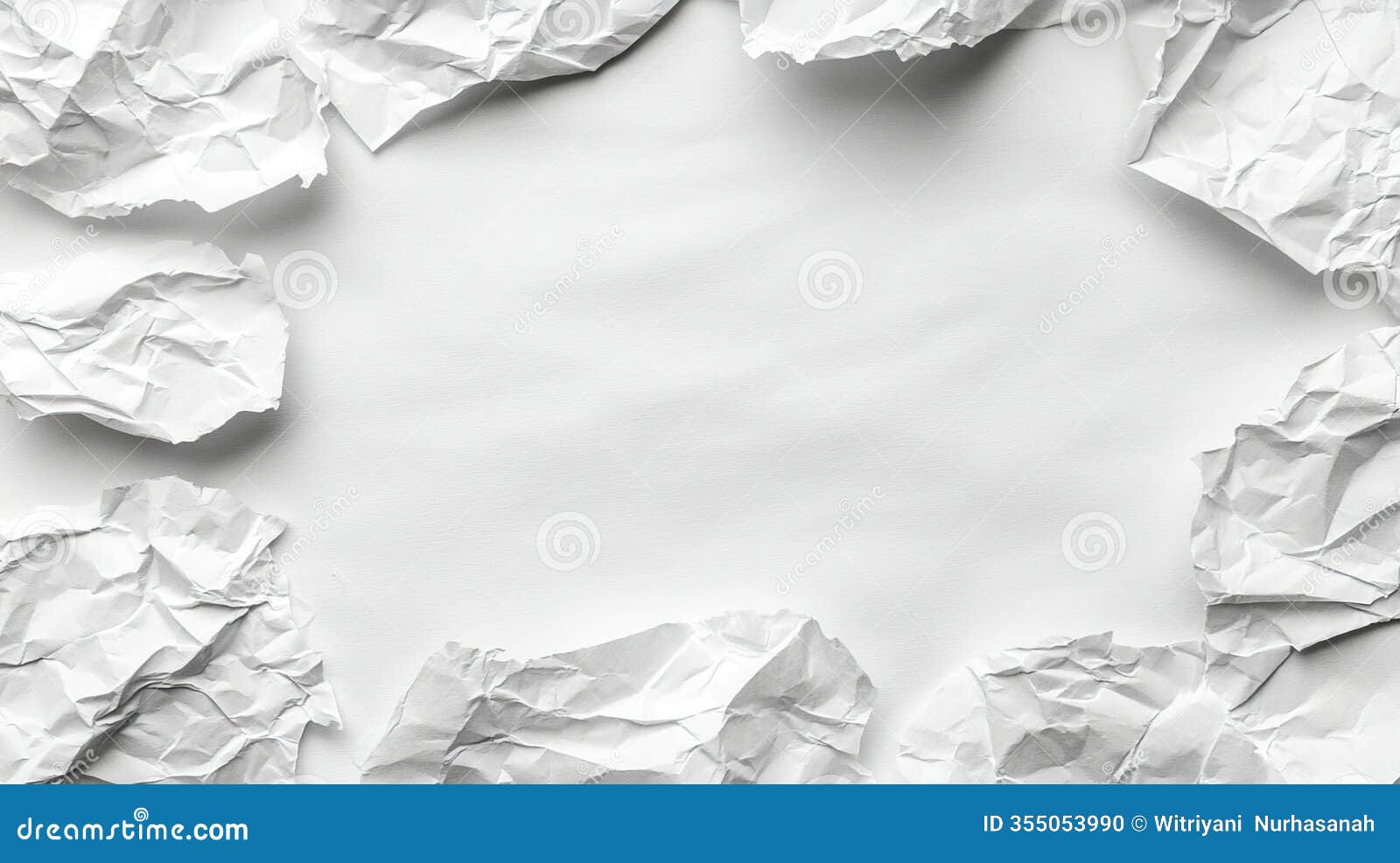 Crumpled White Paper Border on White Background Stock Illustration ...