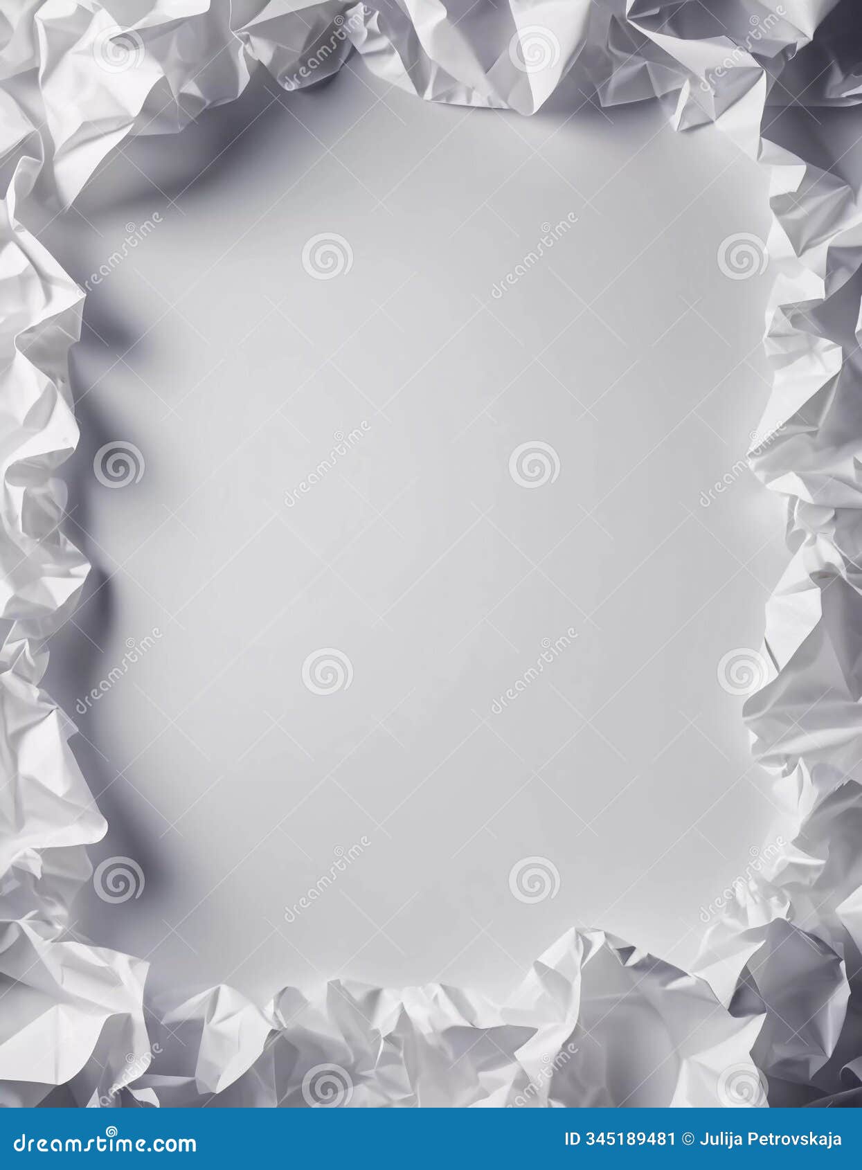 Crumpled White Paper Forms a Textured Border Around a Blank Space ...