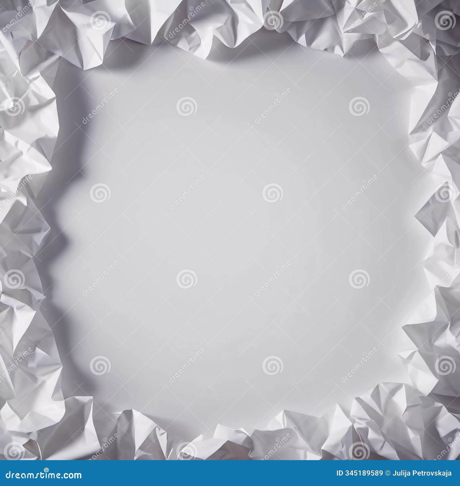 Crumpled White Paper Forms a Textured Border Around a Blank Space ...