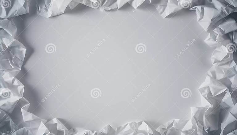 Crumpled White Paper Forms a Textured Border Around a Blank Space ...