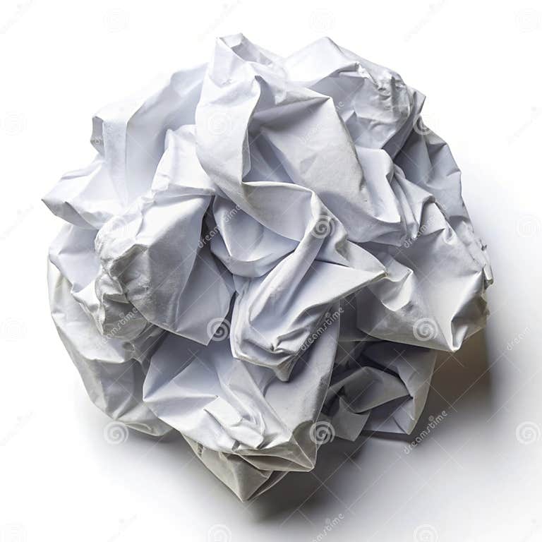 Crumpled White Paperboard Texture for Background or Design Stock ...
