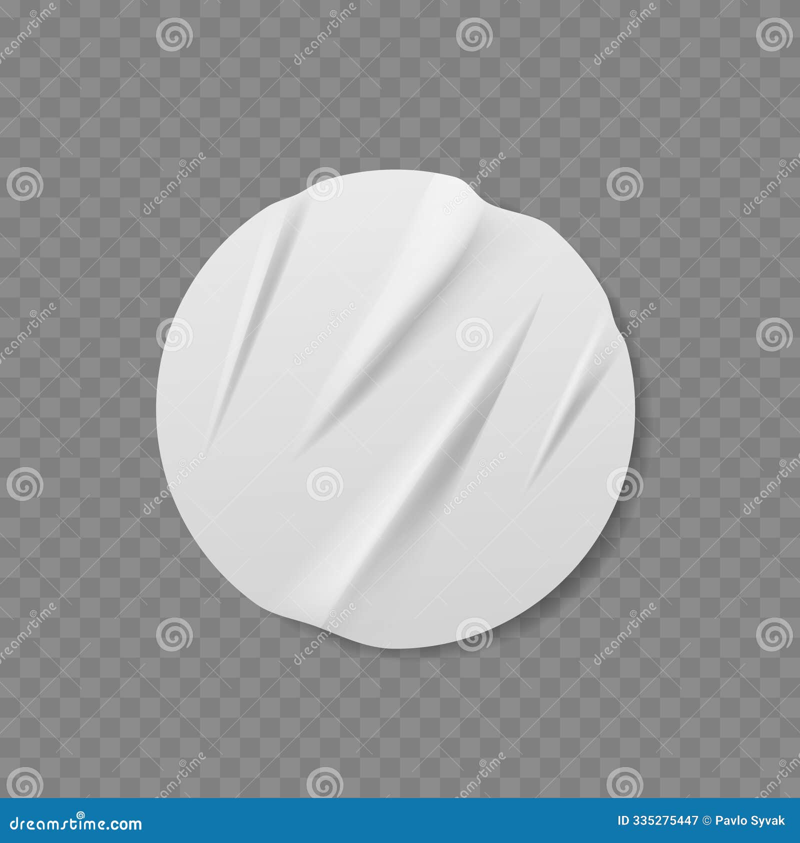 Crumpled White Round Sticker Isolated on Transparent Background ...