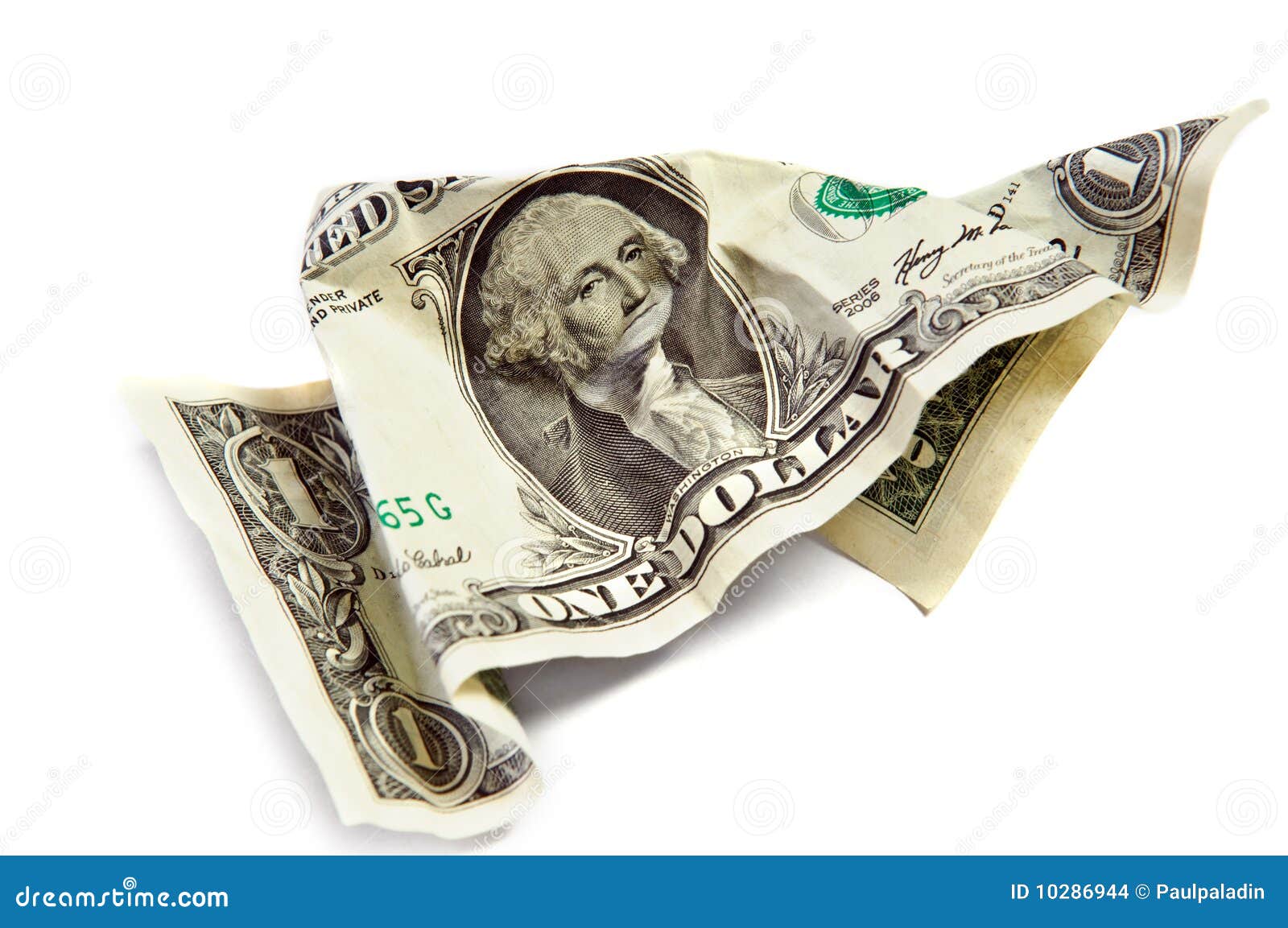 Crumpled wrinkled dollar stock photo. Image of green - 10286944