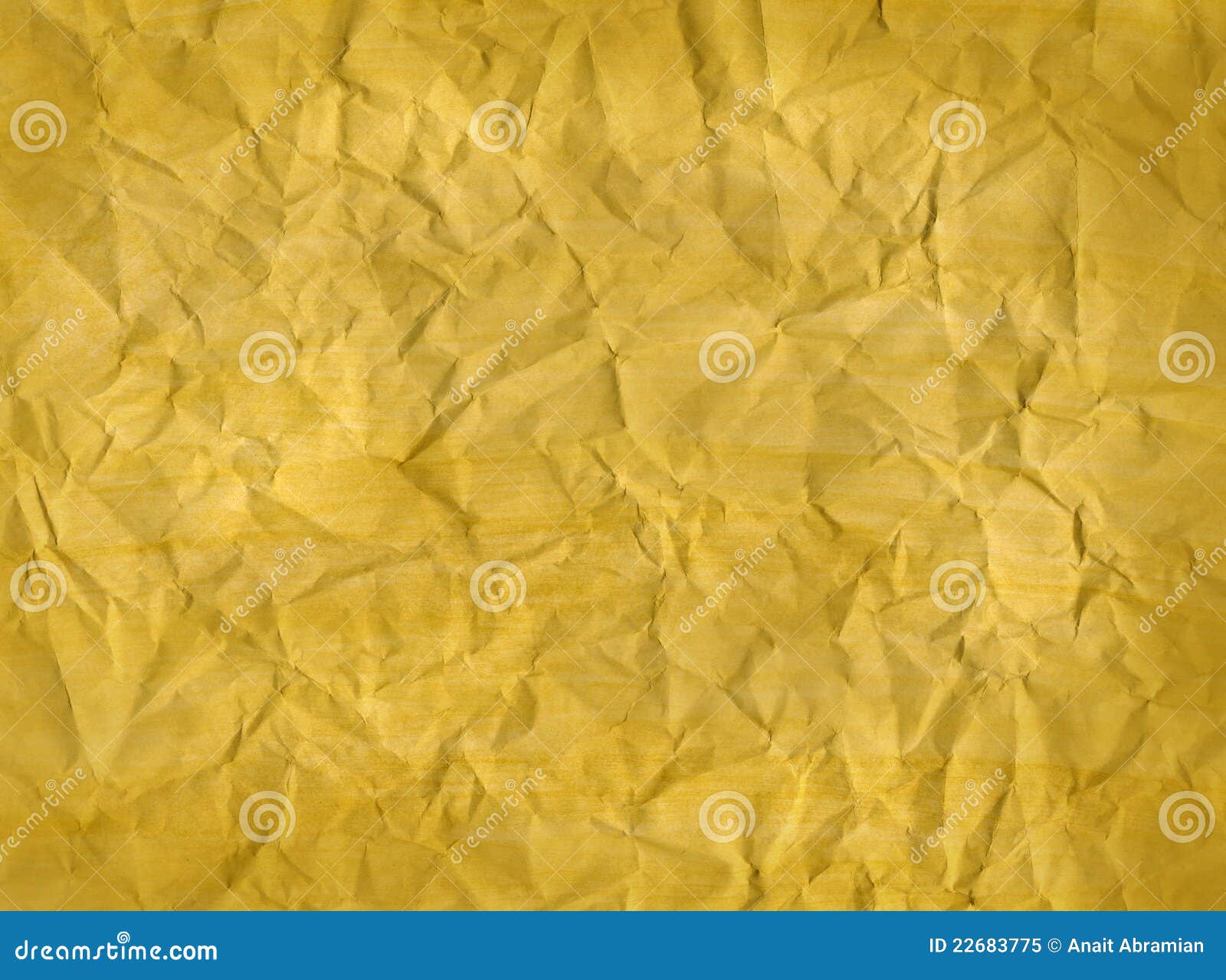 Crumpled Yellow Paper Texture Stock Image - Image of background ...