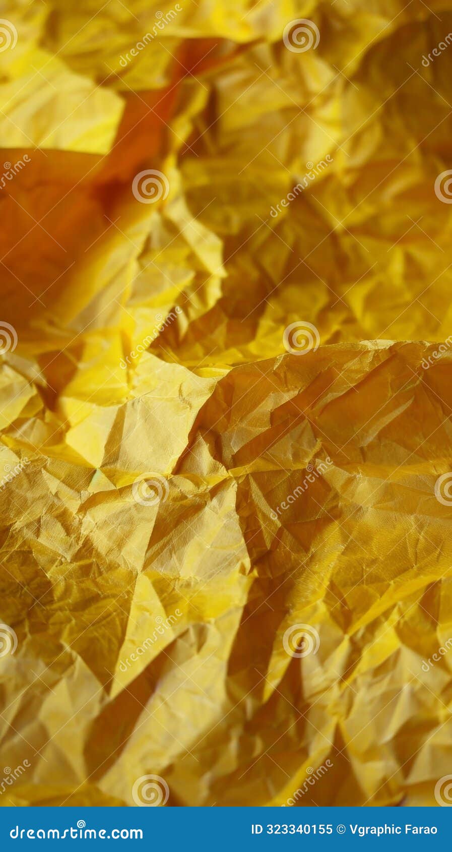 Crumpled Yellow Paper Texture in Close-up View, Abstract Background ...