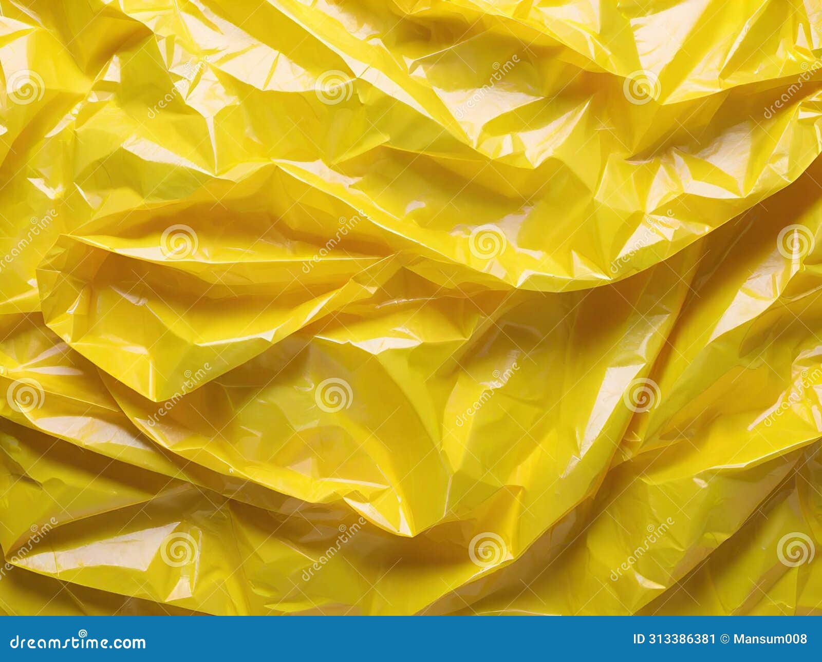 Crumpled Yellow Plastic Texture Background. Top View Stock Illustration ...