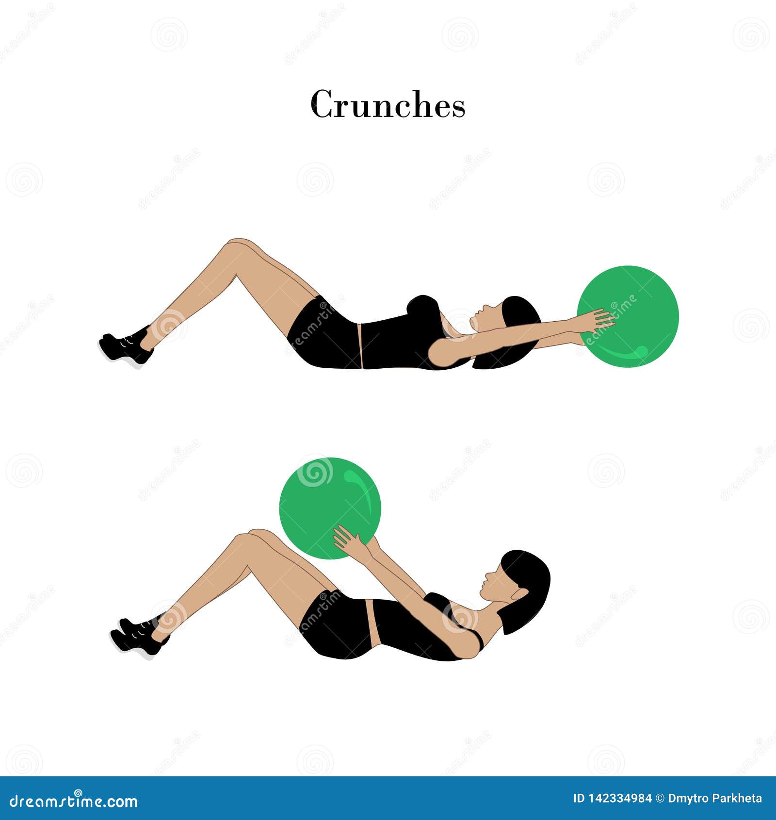 Crunches Exercise Workout Silhouette Vector Illustration ...