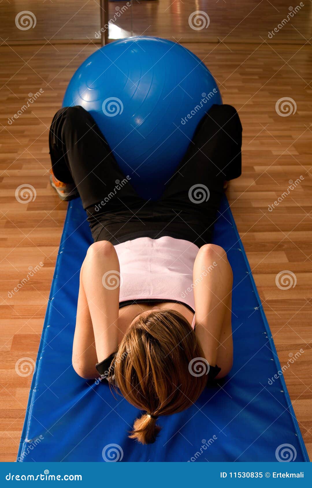 Crunches with a Pilates Ball Stock Image - Image of beautiful, muscle ...