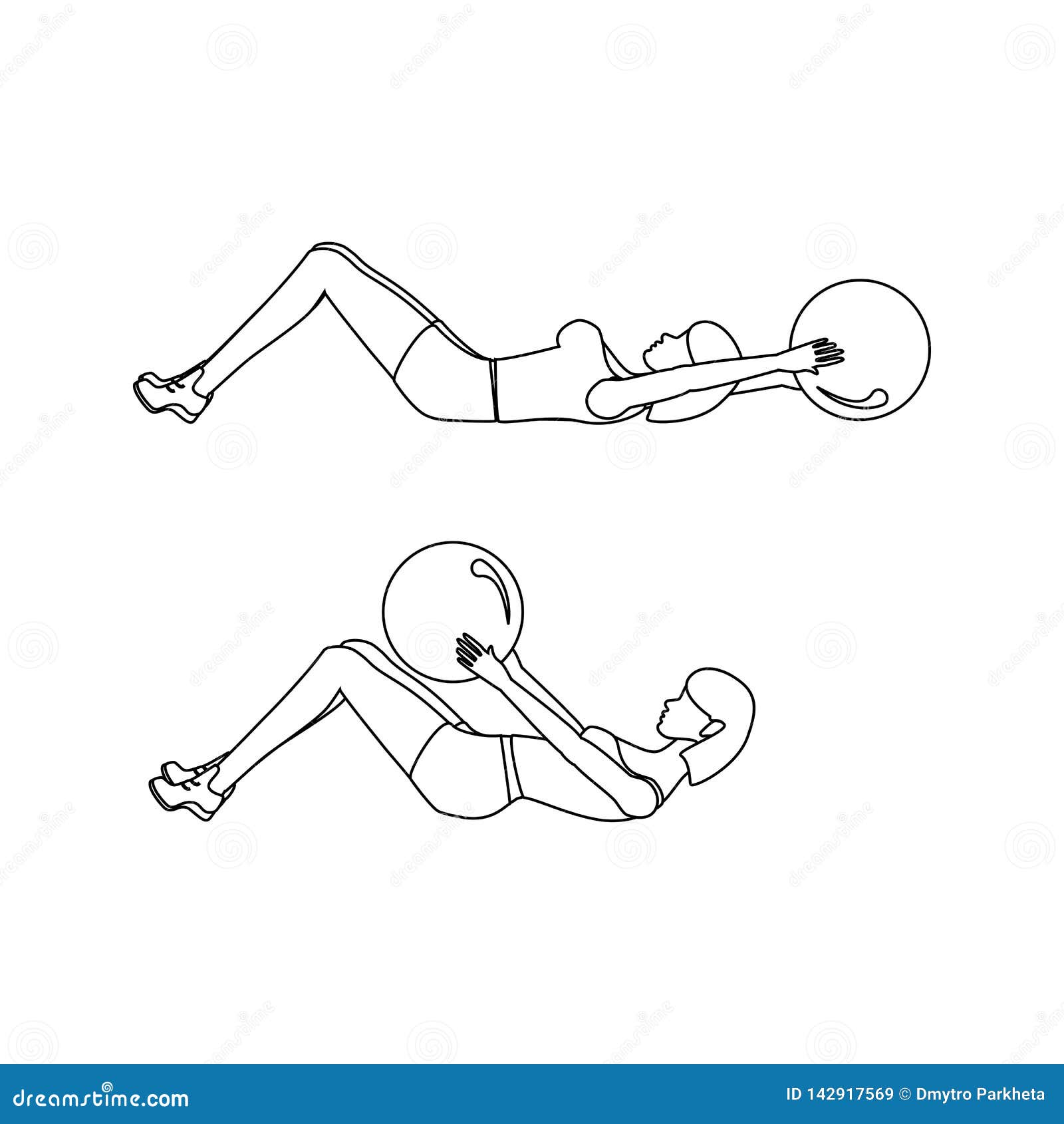 Crunches workout outline stock vector. Illustration of icon - 142917569