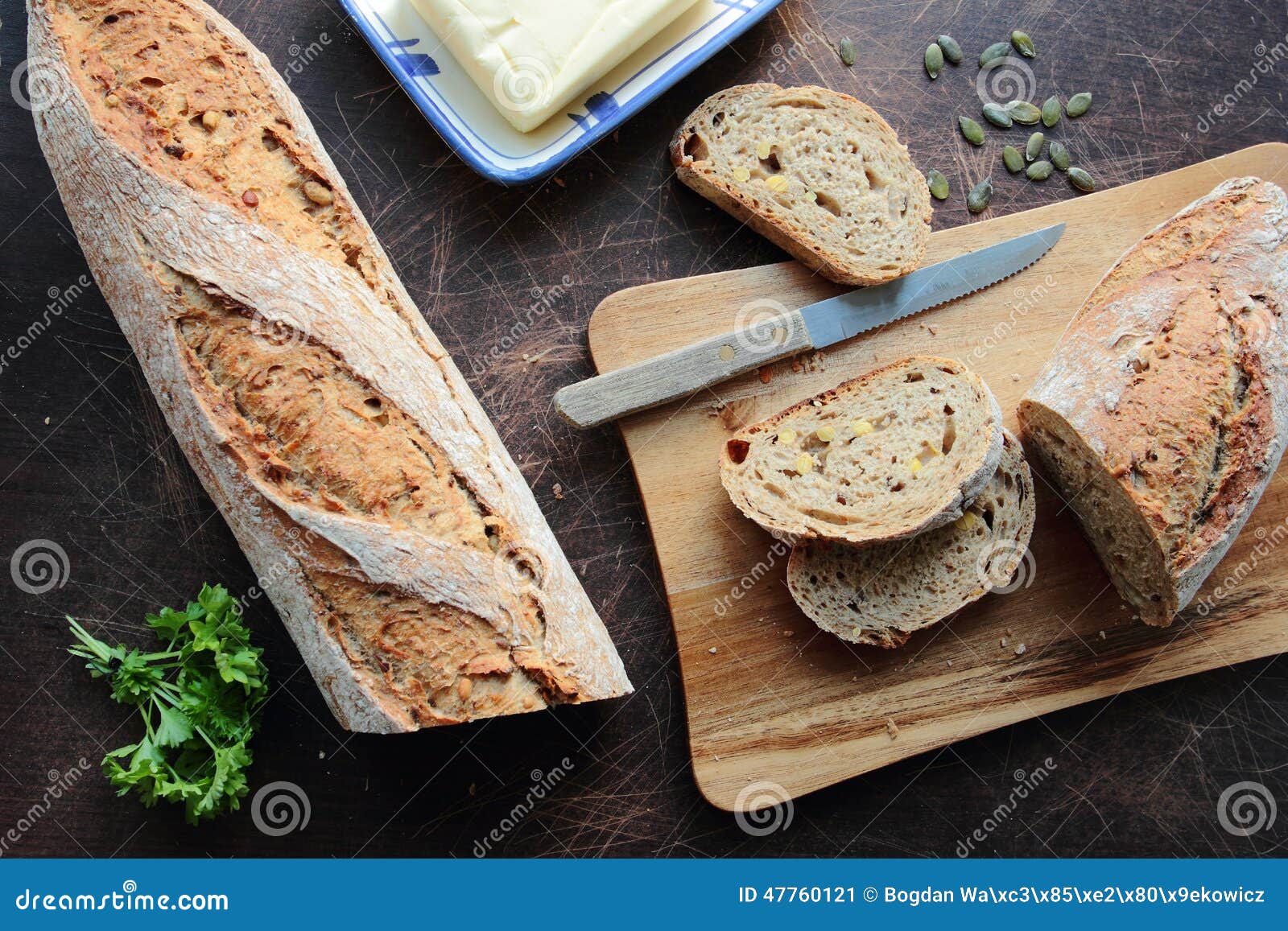 Crunchy bread stock image. Image of homemade, diet, cutting - 47760121