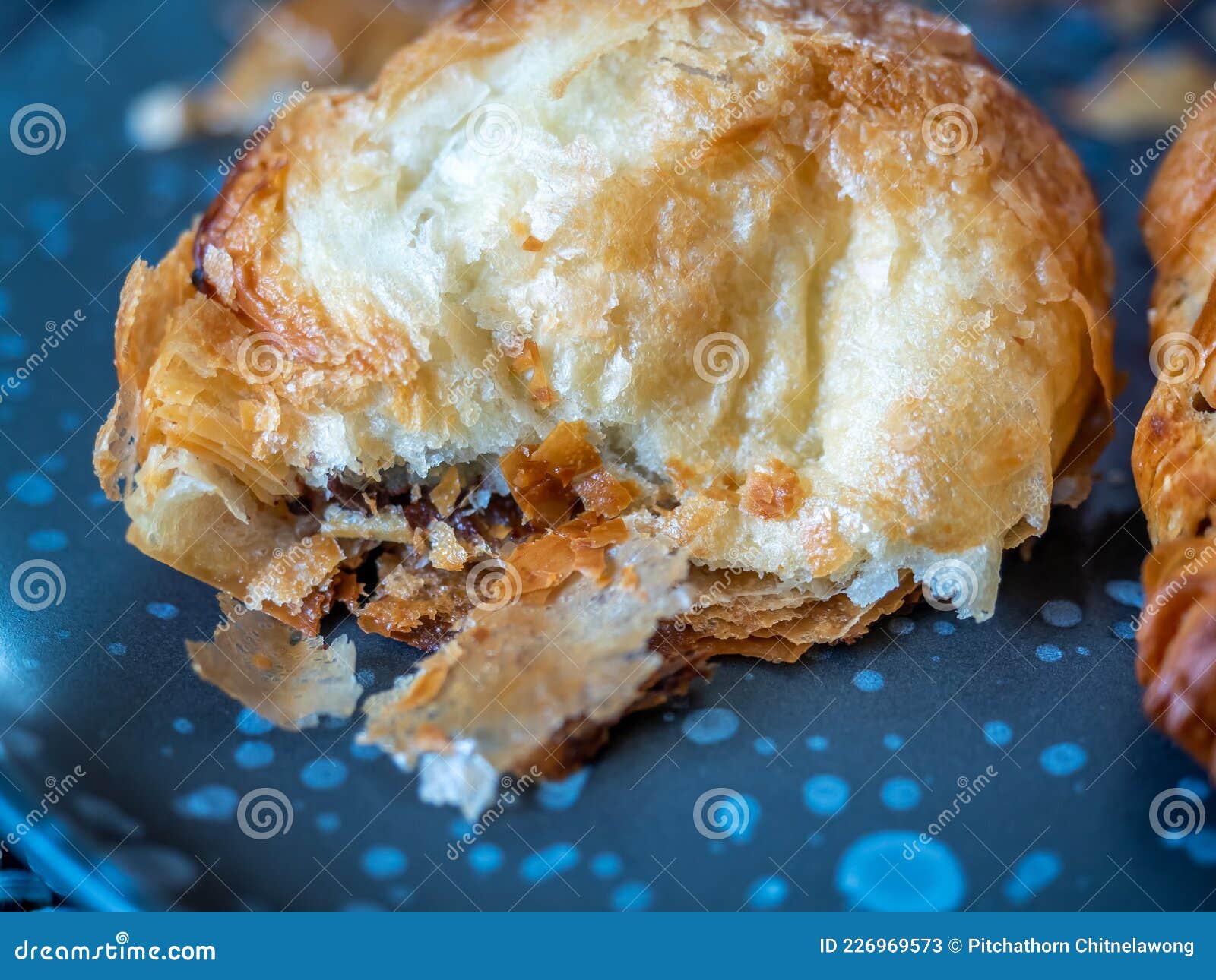 Crunchy Croissant on Dish for Breakfast Stock Image - Image of ...