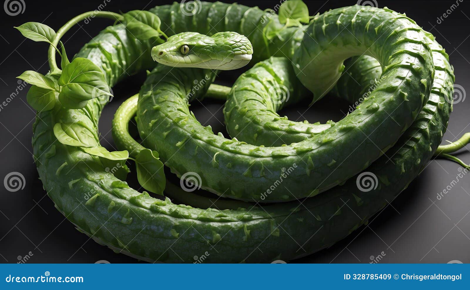 A Crunchy Cucumber Evolving into a Slinky Snake Coiled Ai Generated ...