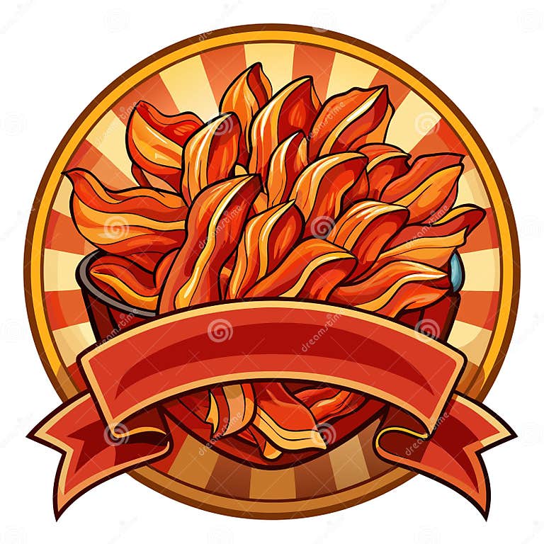 Crunchy Fried Bacon Strips Background Full Frame Banner. Stock Vector ...