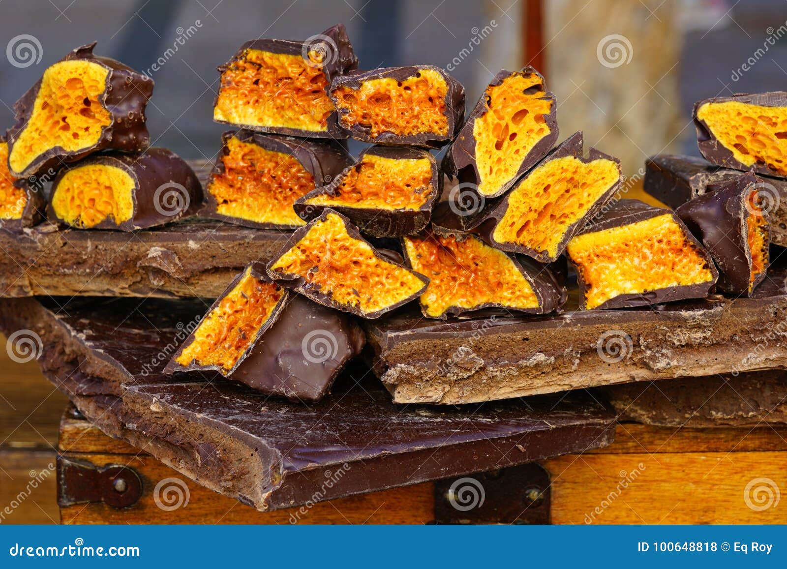 Crunchy Honeycomb Candy Chocolate Stock Photo - Image of airy ...