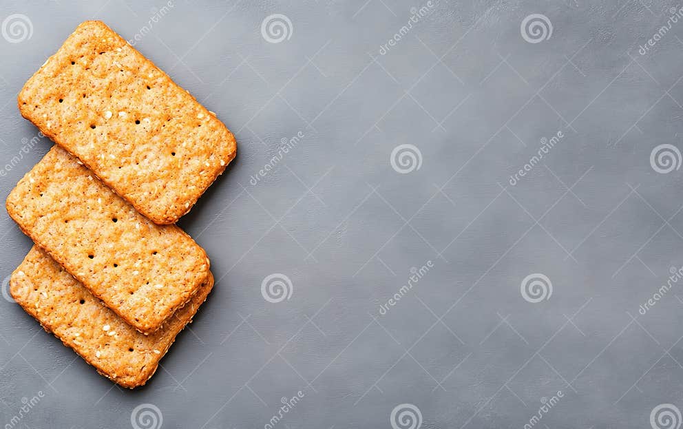 Crunchy Rectangular Oat Biscuits Arranged on a Clean Gray Surface ...