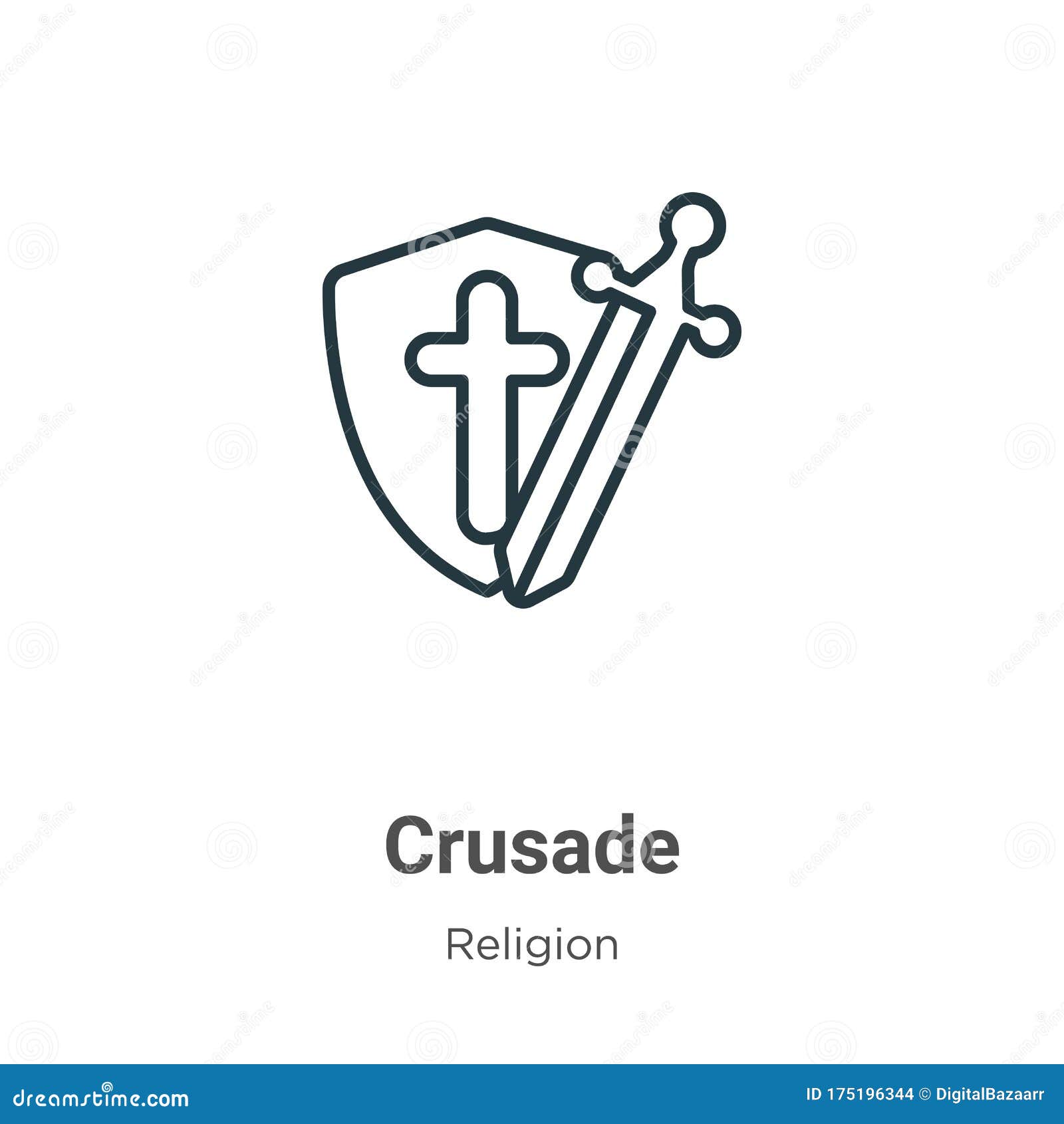 Crusade Outline Vector Icon. Thin Line Black Crusade Icon, Flat Vector ...