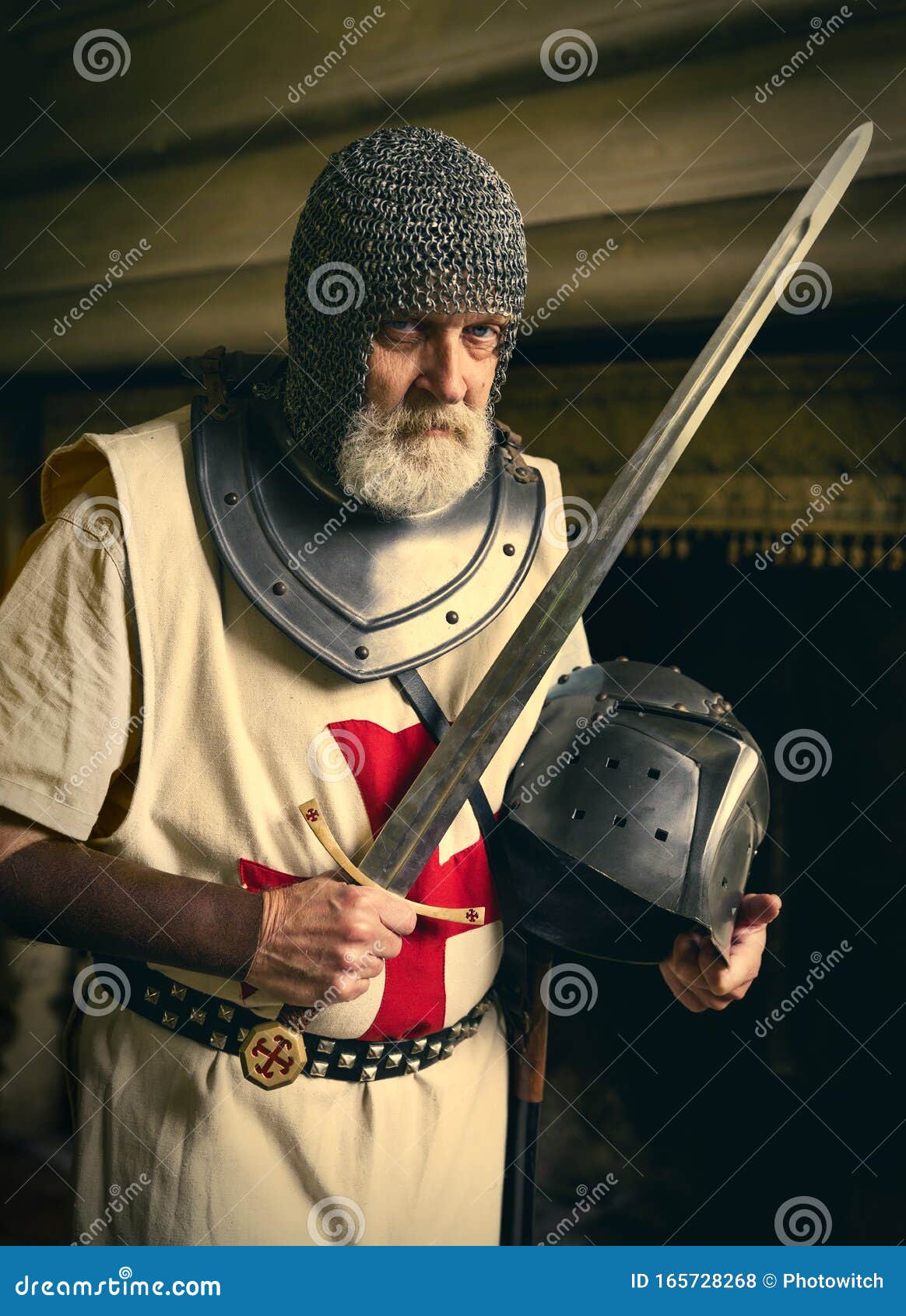 Crusader with helmet stock photo. Image of chivalry - 165728268