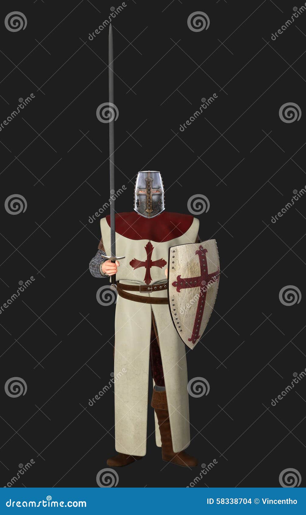 Crusader Knight Standing Guard Illustration Stock Photography ...