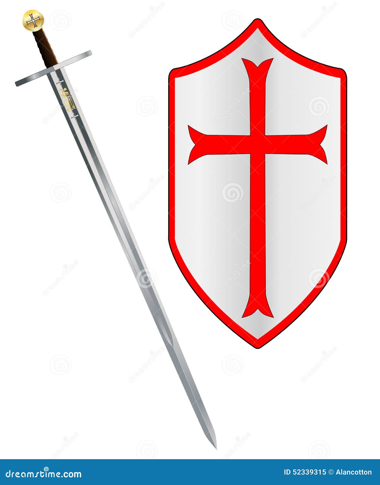 Crusaders Sword And Shield Stock Illustration Illustration Of Motif