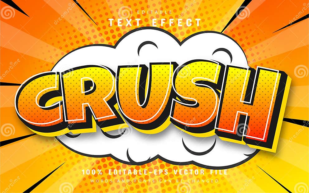 Crush comic text effect stock vector. Illustration of book - 255519597