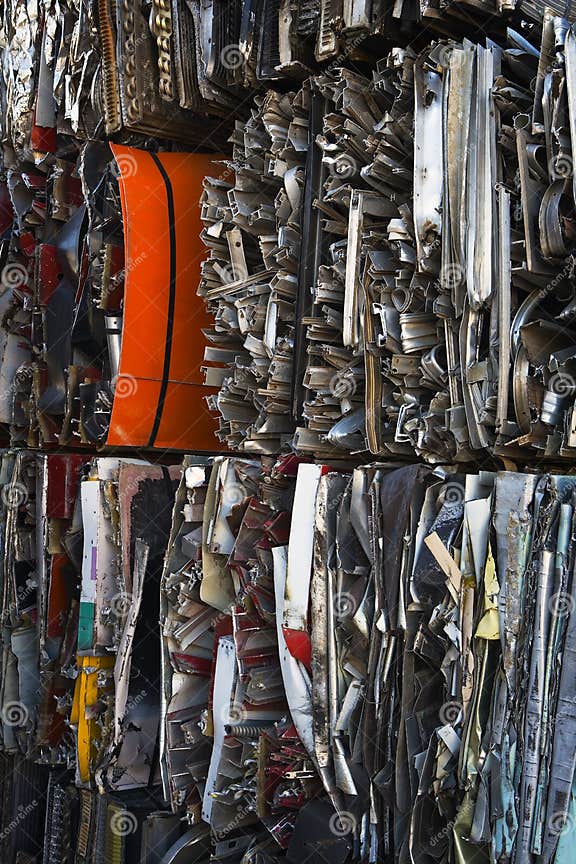 Crushed & Baled Scrap Metal Stock Photo - Image of junk, pollution ...