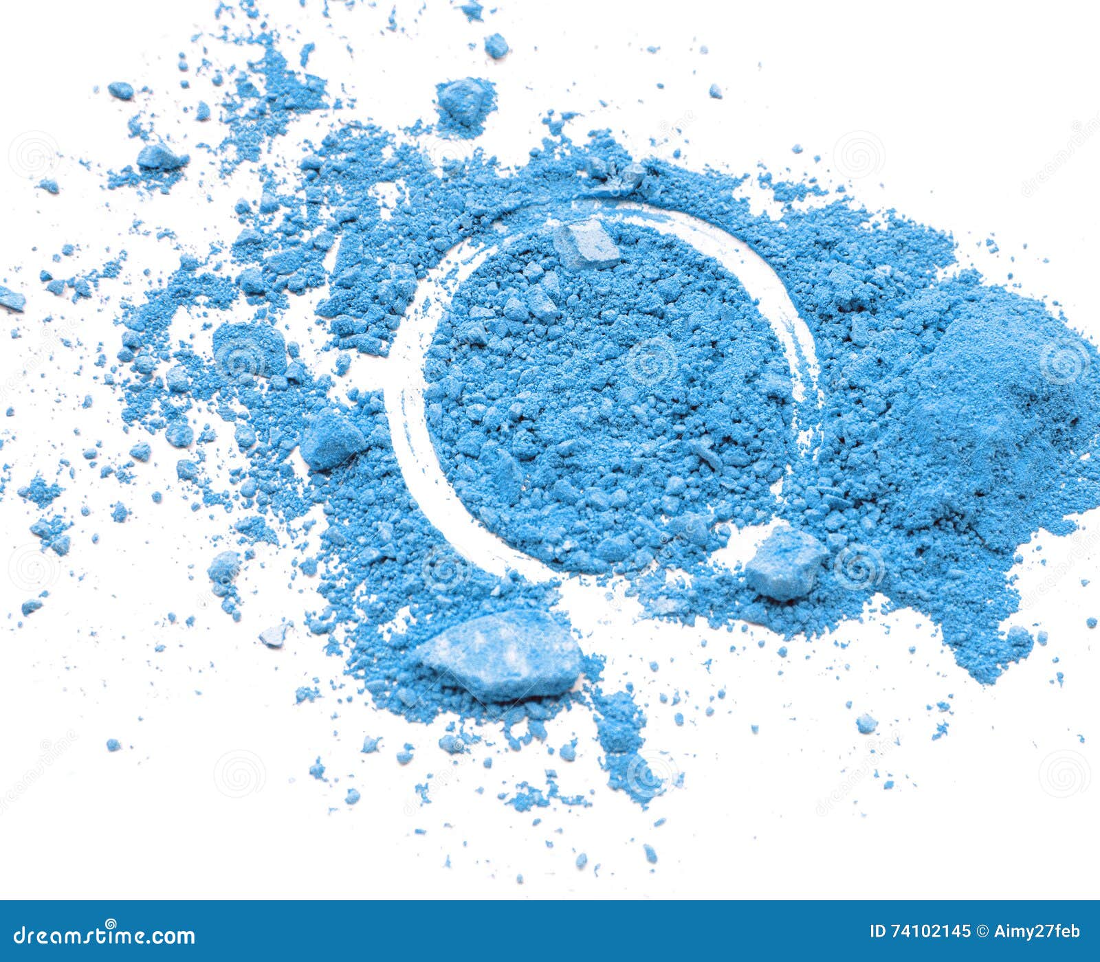 Crushed Blue Color Make Up Isolated on White Background. Stock Image ...