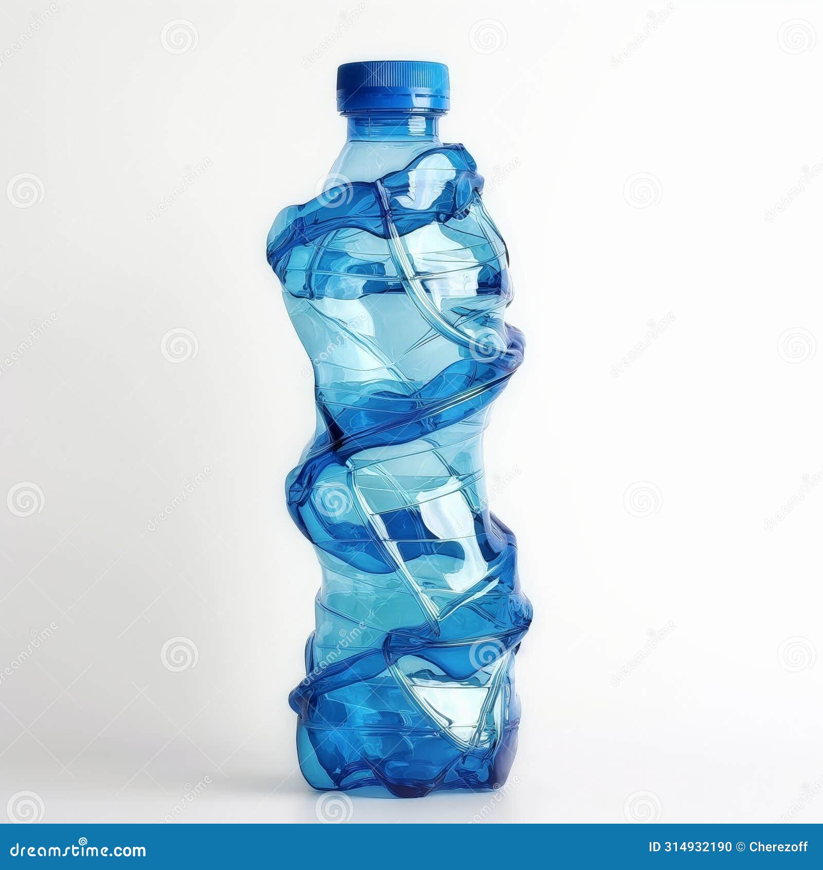 Crushed Blue Plastic Bottle on White Background Stock Photo - Image of ...