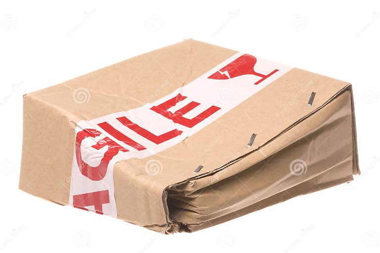 Crushed Box with Fragile Tape Stock Image - Image of gift, boxes: 13095901