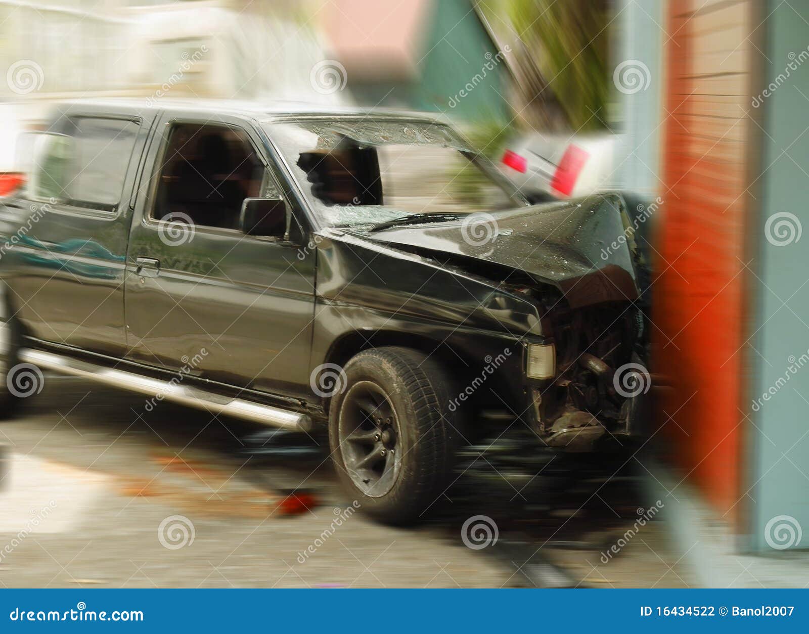 Crushed Car. Road Traffic Accident . Stock Photo - Image of mechanic ...