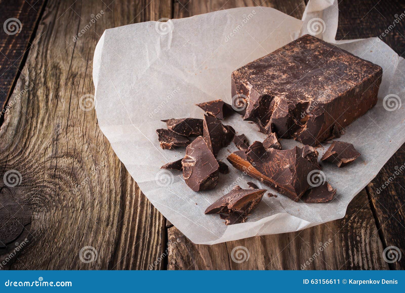 Crushed Chocolate on Parchment Horizontal Stock Image - Image of ...