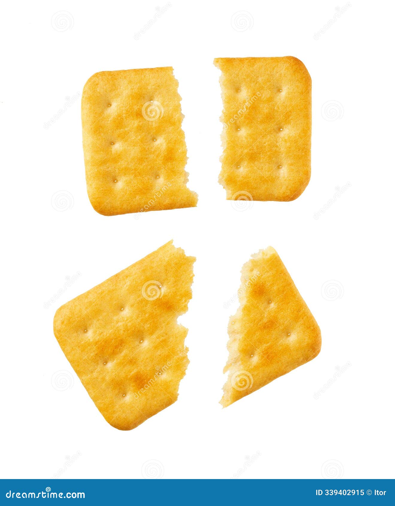 Broken Cheese Crackers Isolated on White Background, Top View Stock ...