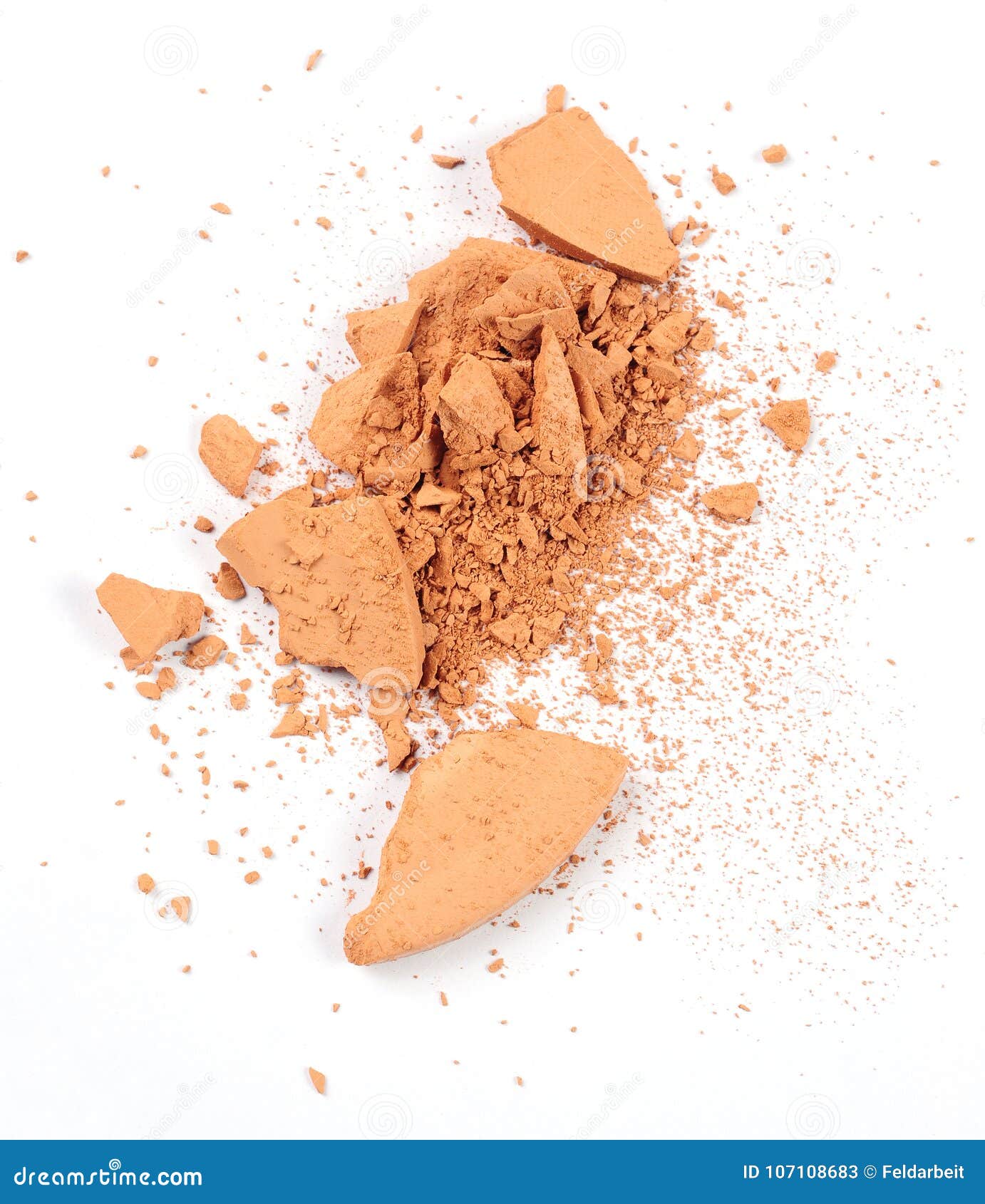 Crushed Face Powder Bronzer, Powder Isolated On White Background, Space ...