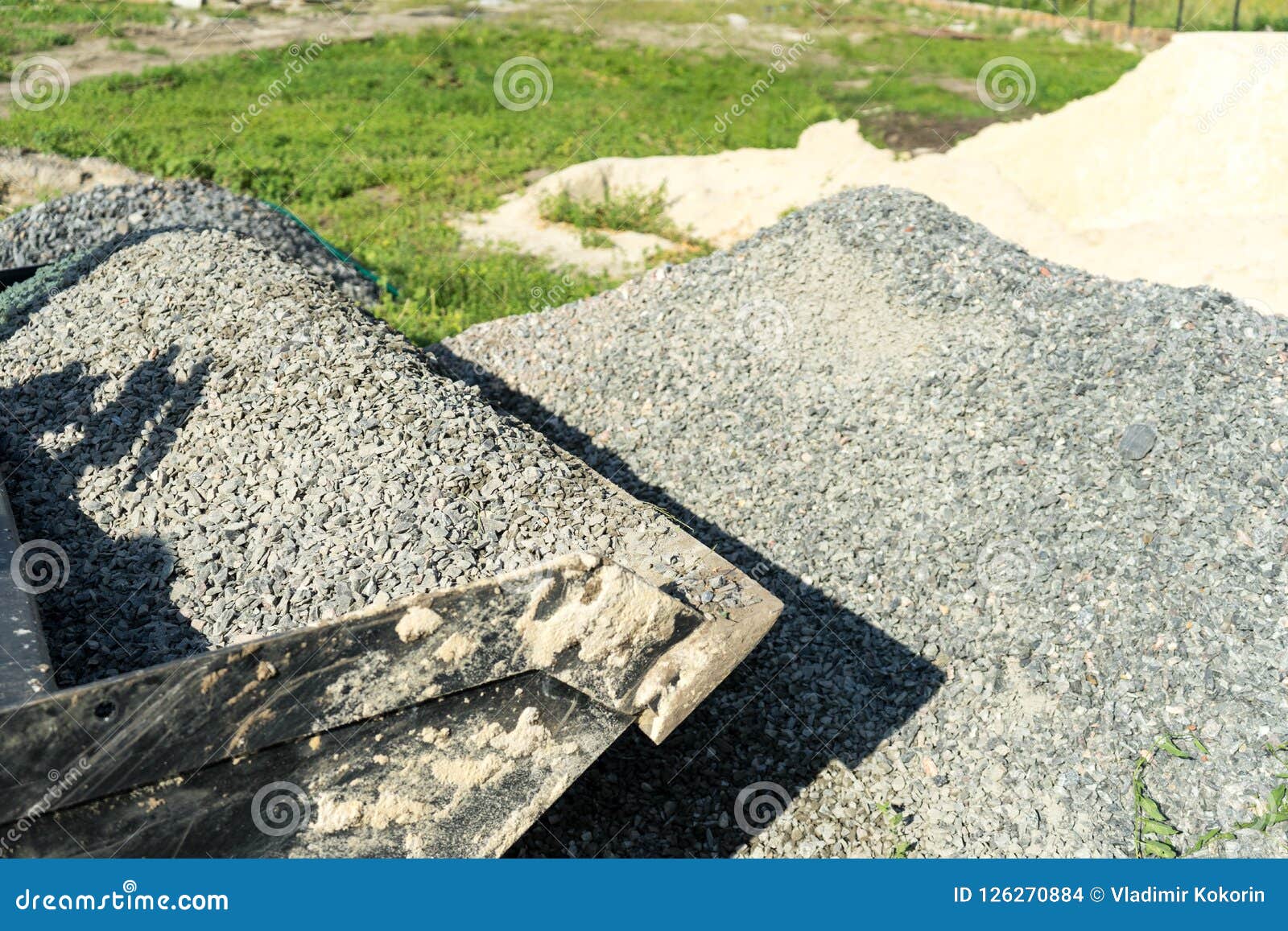 Crushed Granite. Bucket Typed by the Loader Stock Photo - Image of ...